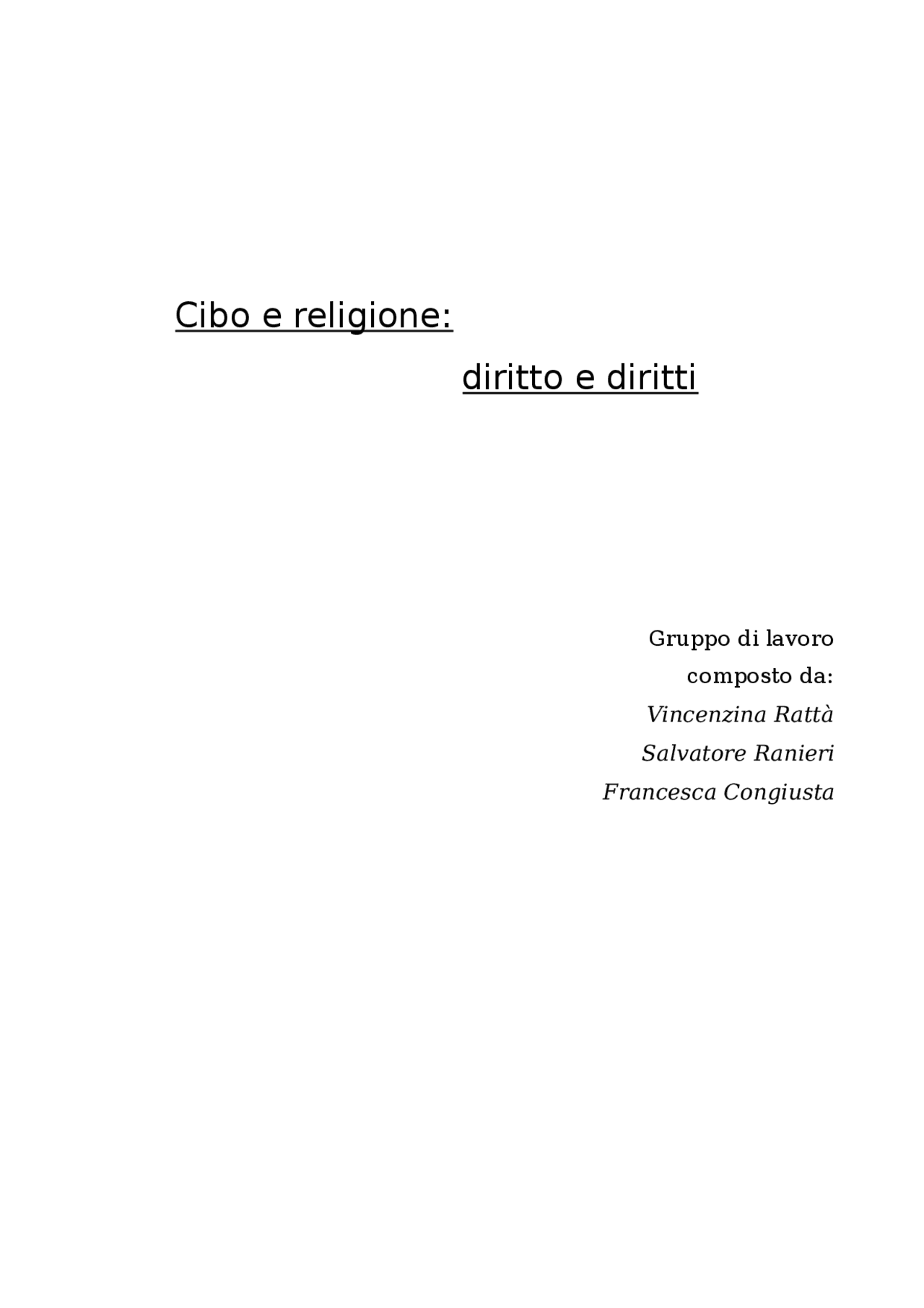 Cibo E Religione Saggio Docsity