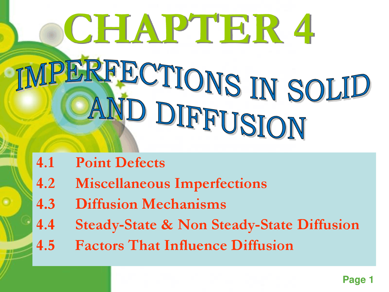 Imperfection in solid and Diffusion | Exams Material Science and Technology | Docsity
