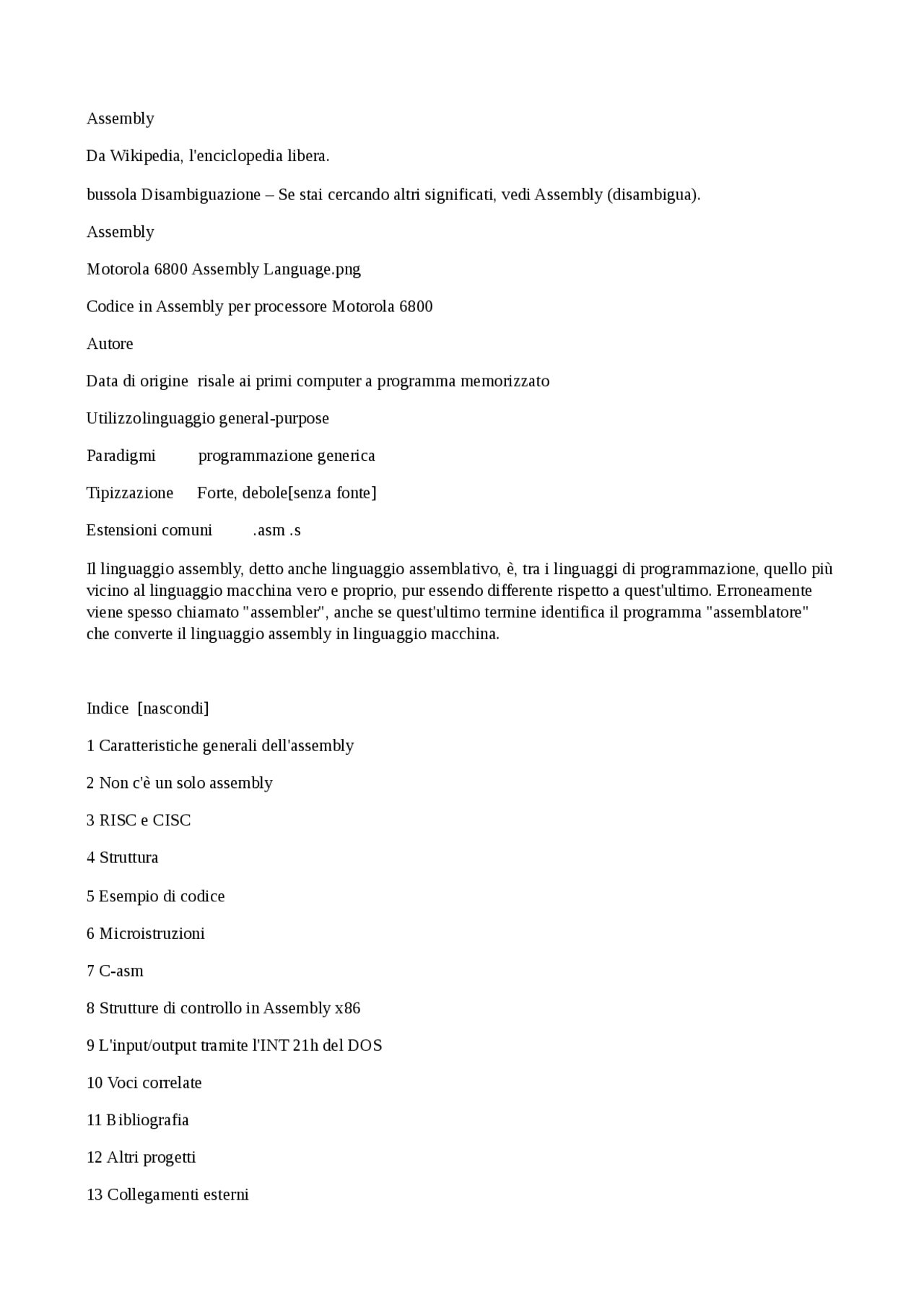 Linguaggio assembly | Appunti di Elementi di Informatica | Docsity