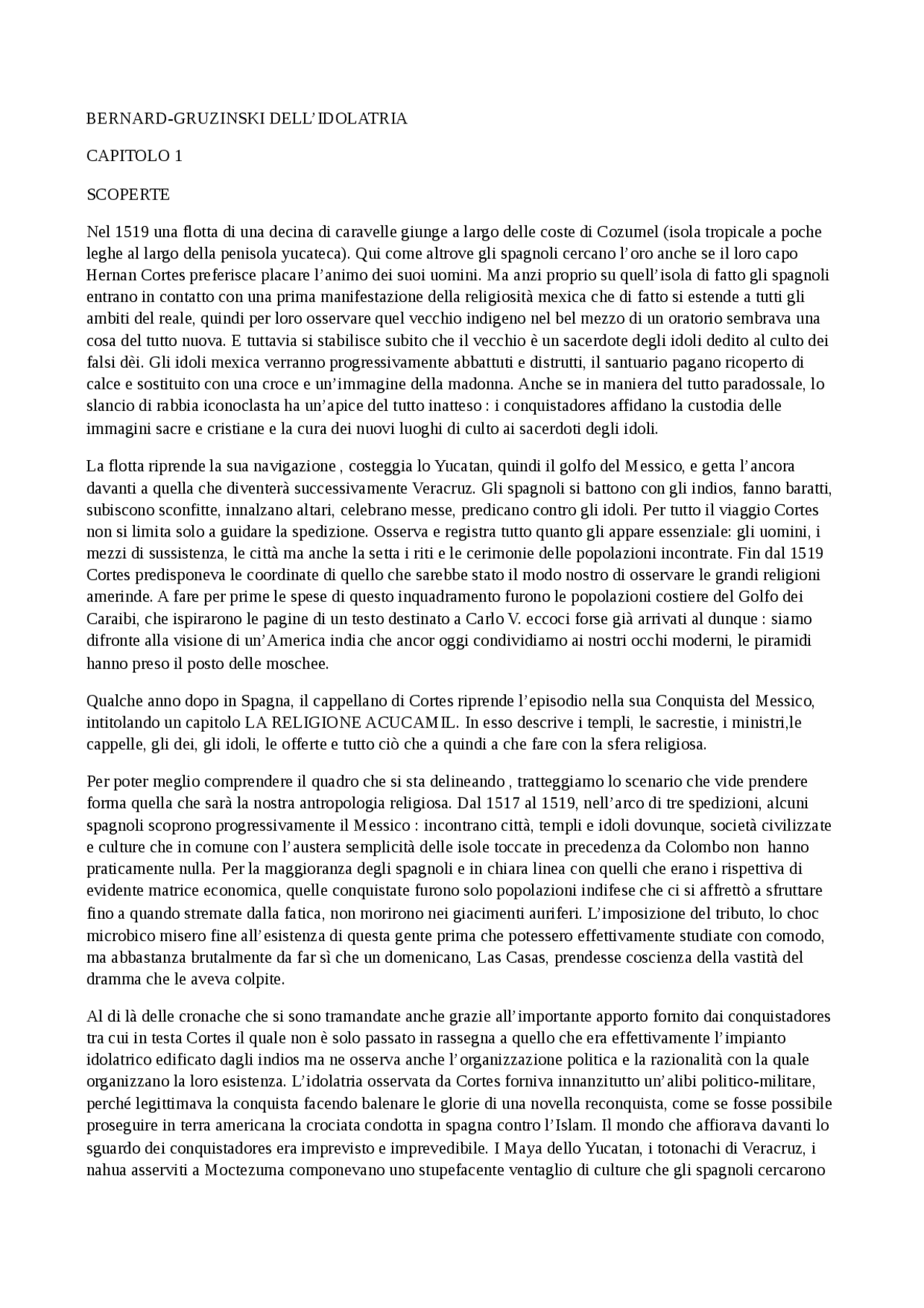 Bernard Gruzinski Dellidolatria Docsity