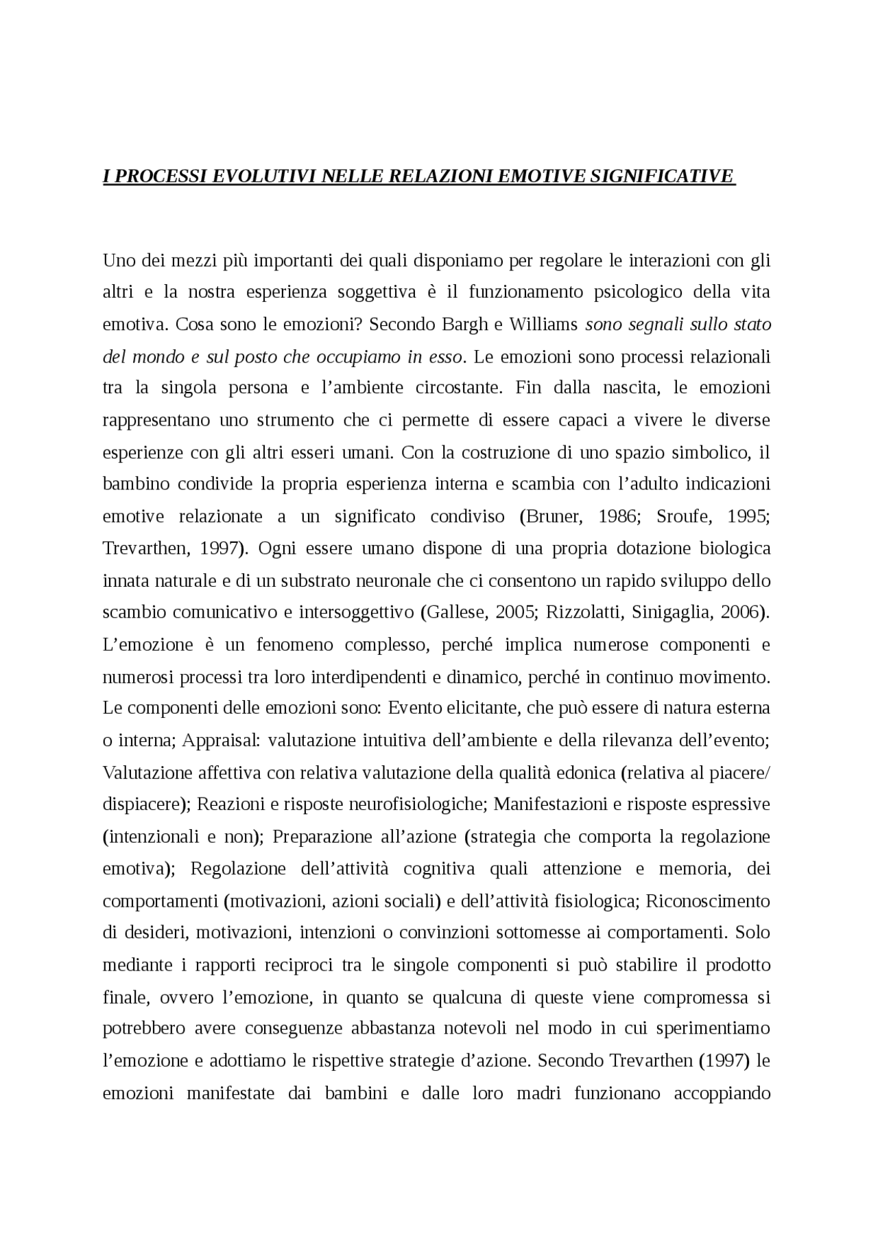 Lo Sviluppo Emotivo E Relazionale 1° Parte Docsity