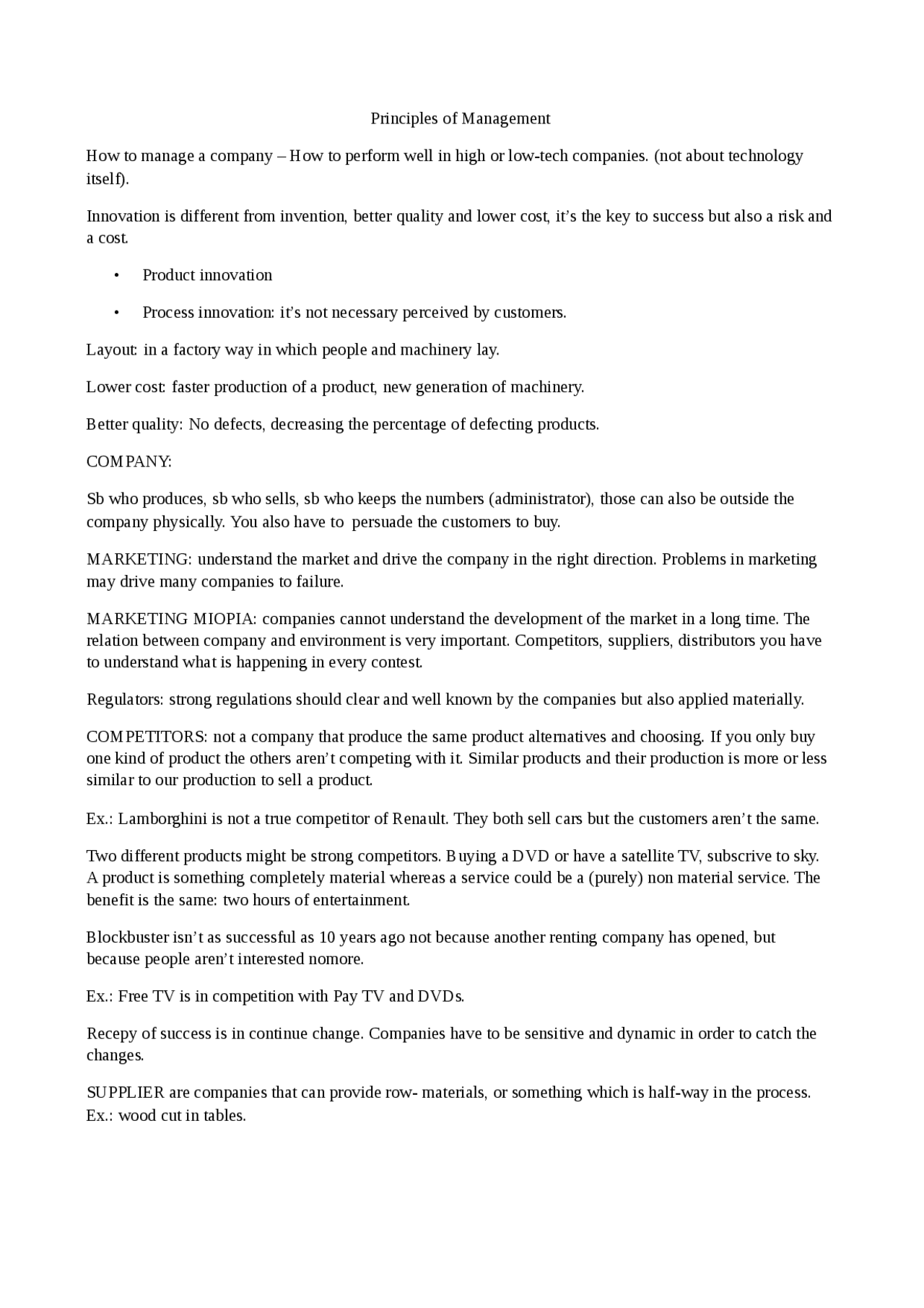 Principles Of Management Docsity