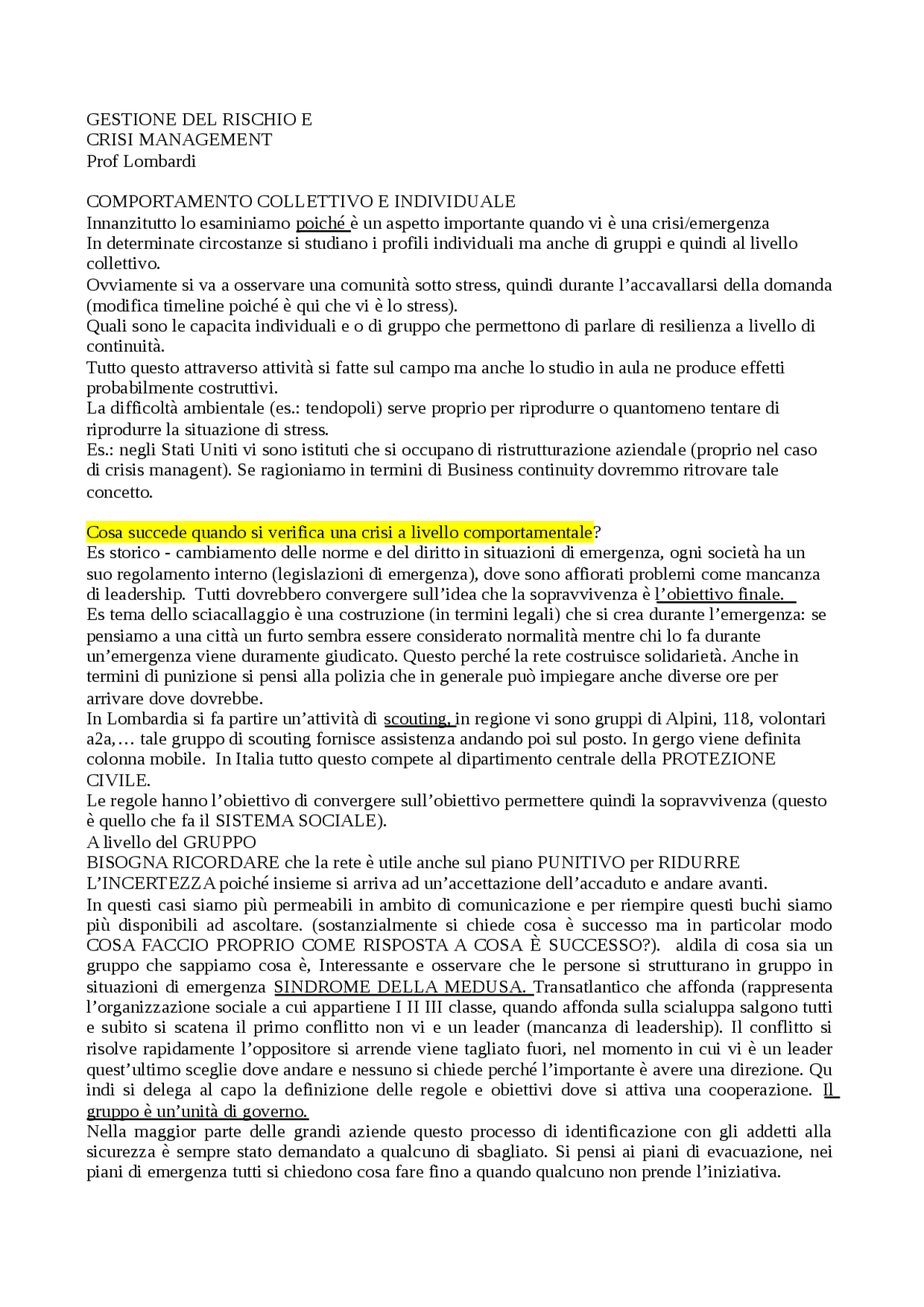 Gestione Del Rischio E Crisis Management Appunti Di Comunicazione