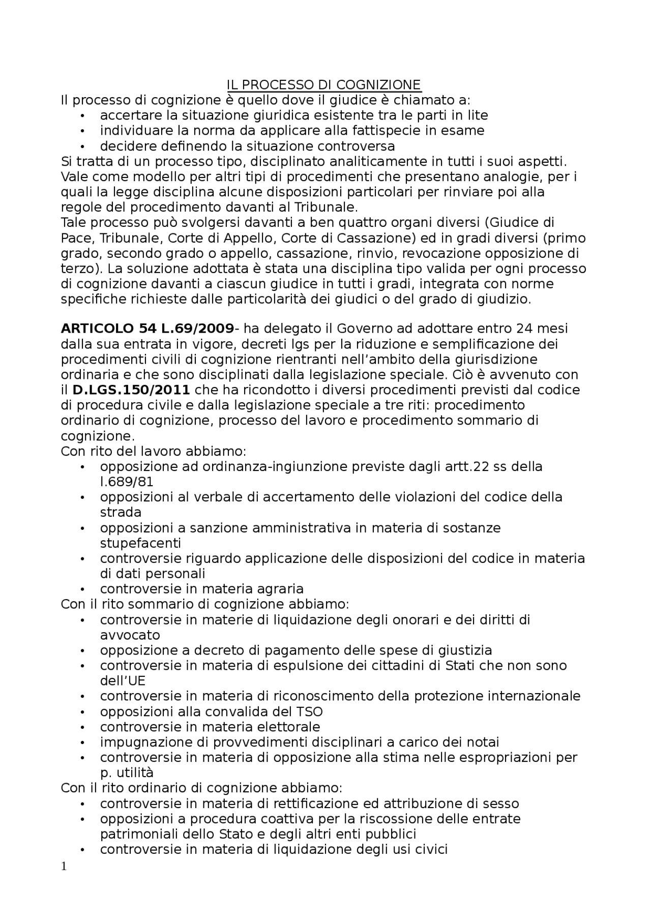 Il Processo Di Cognizione Docsity