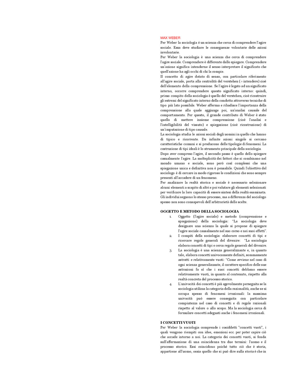Max Weber Dispense Di Sociologia Docsity