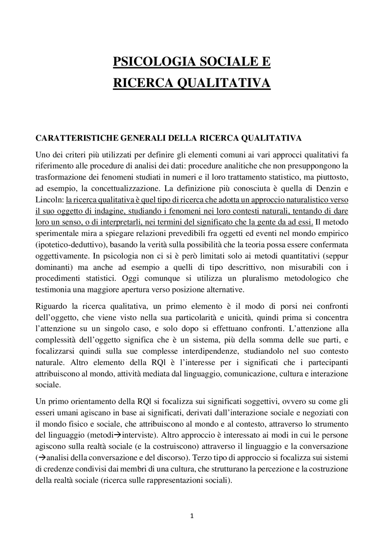 Psicologia Sociale E Ricerca Qualitativa Docsity