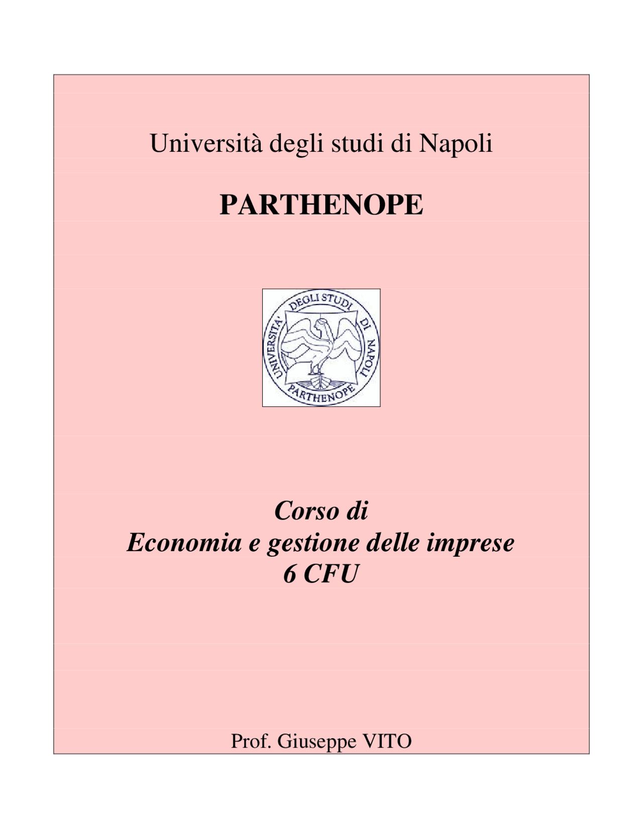 Egi 6cfu Prof Vito E Sorrentini Docsity
