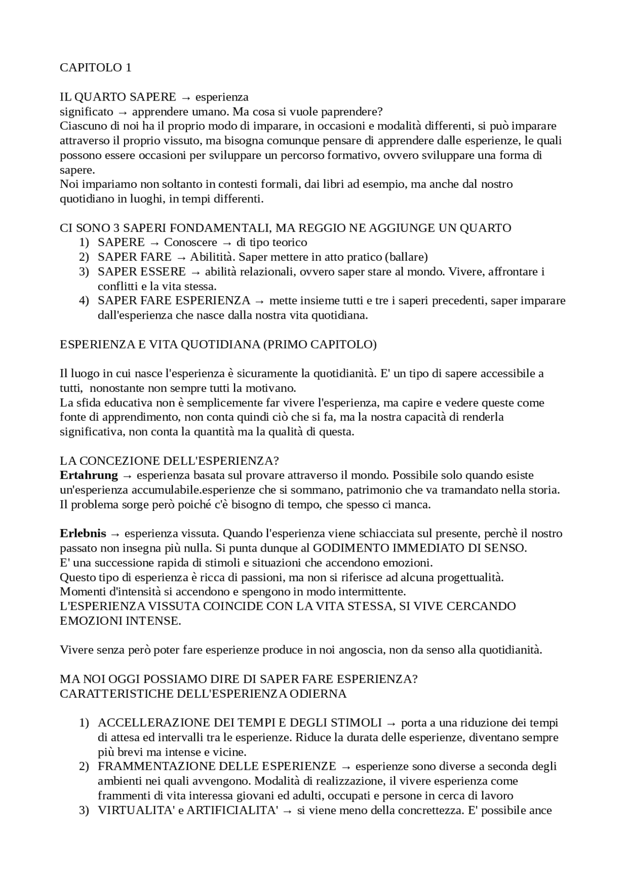 Riassunto Quarto Sapere Docsity
