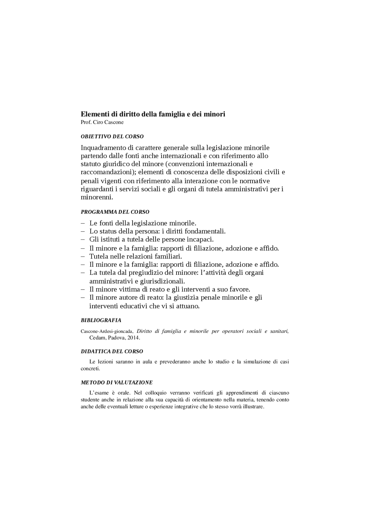 Riassunto Elementi Diritto Famiglia Minori Docsity