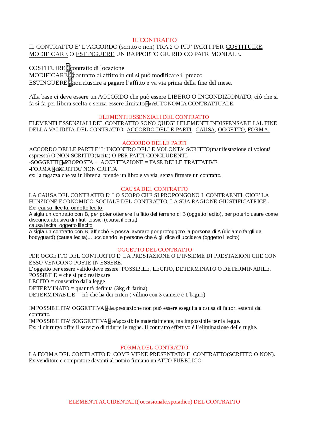 Il contratto - Appunti di Diritto | Appunti di Diritto | Docsity