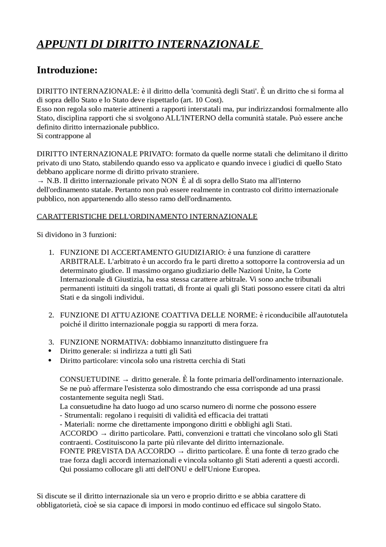Conforti Diritto Internazionale Parte 1 Docsity