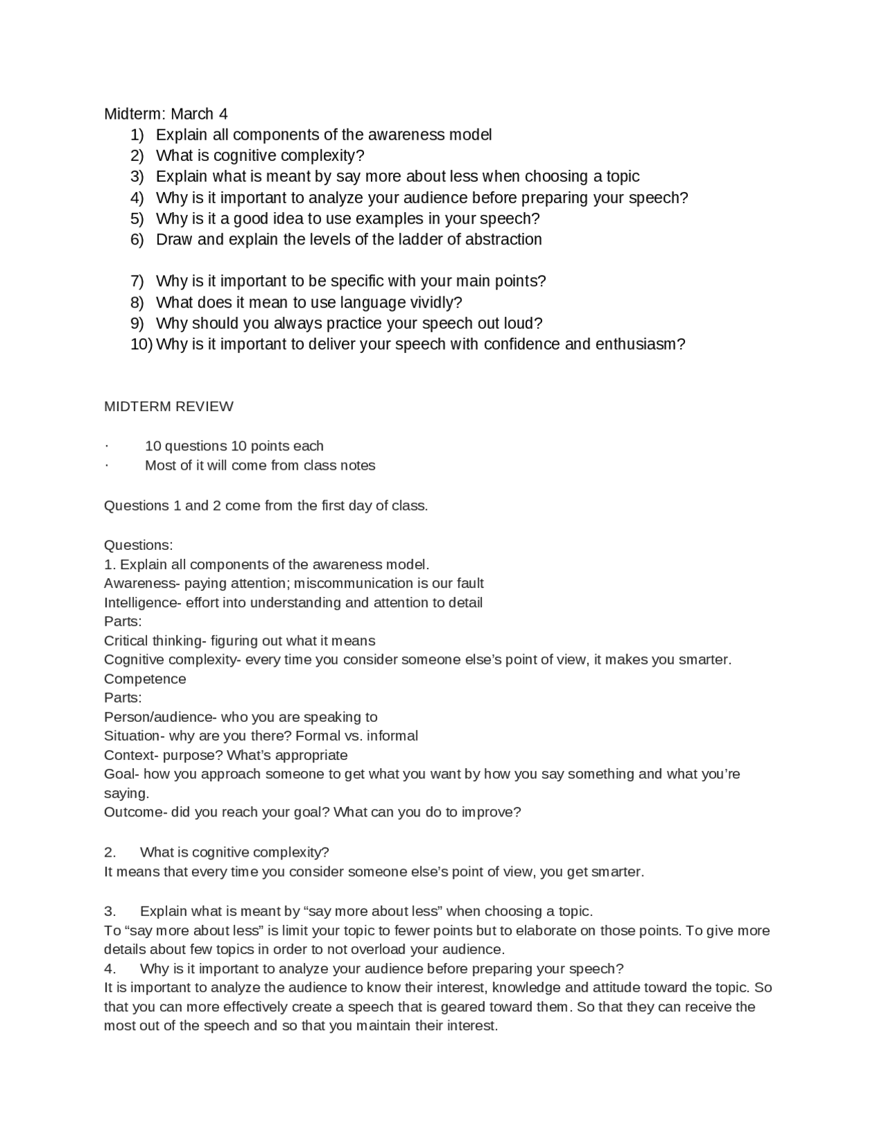 Midterm Exam With Solved Questions Public Speaking Cmst 2060 Docsity