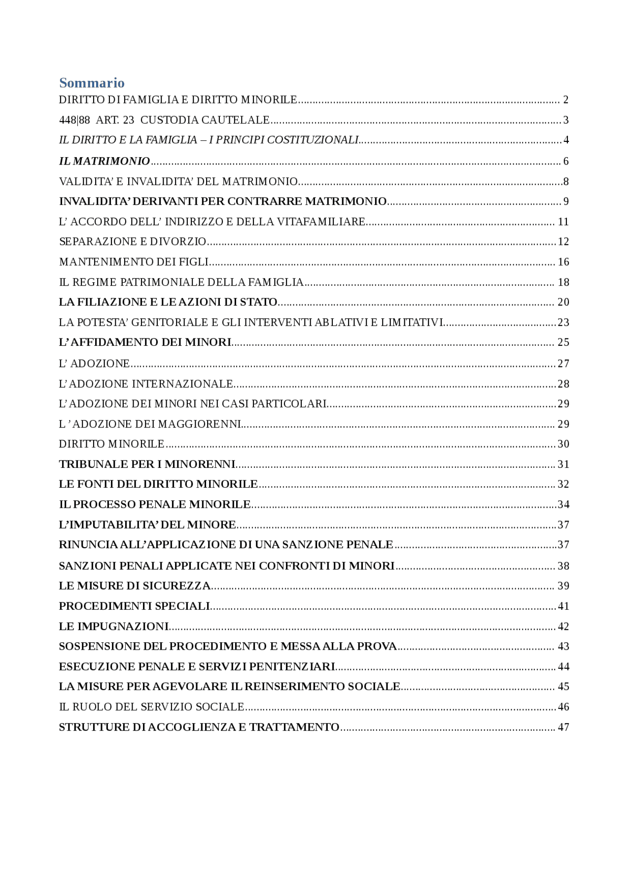 Diritto Minorile Docsity