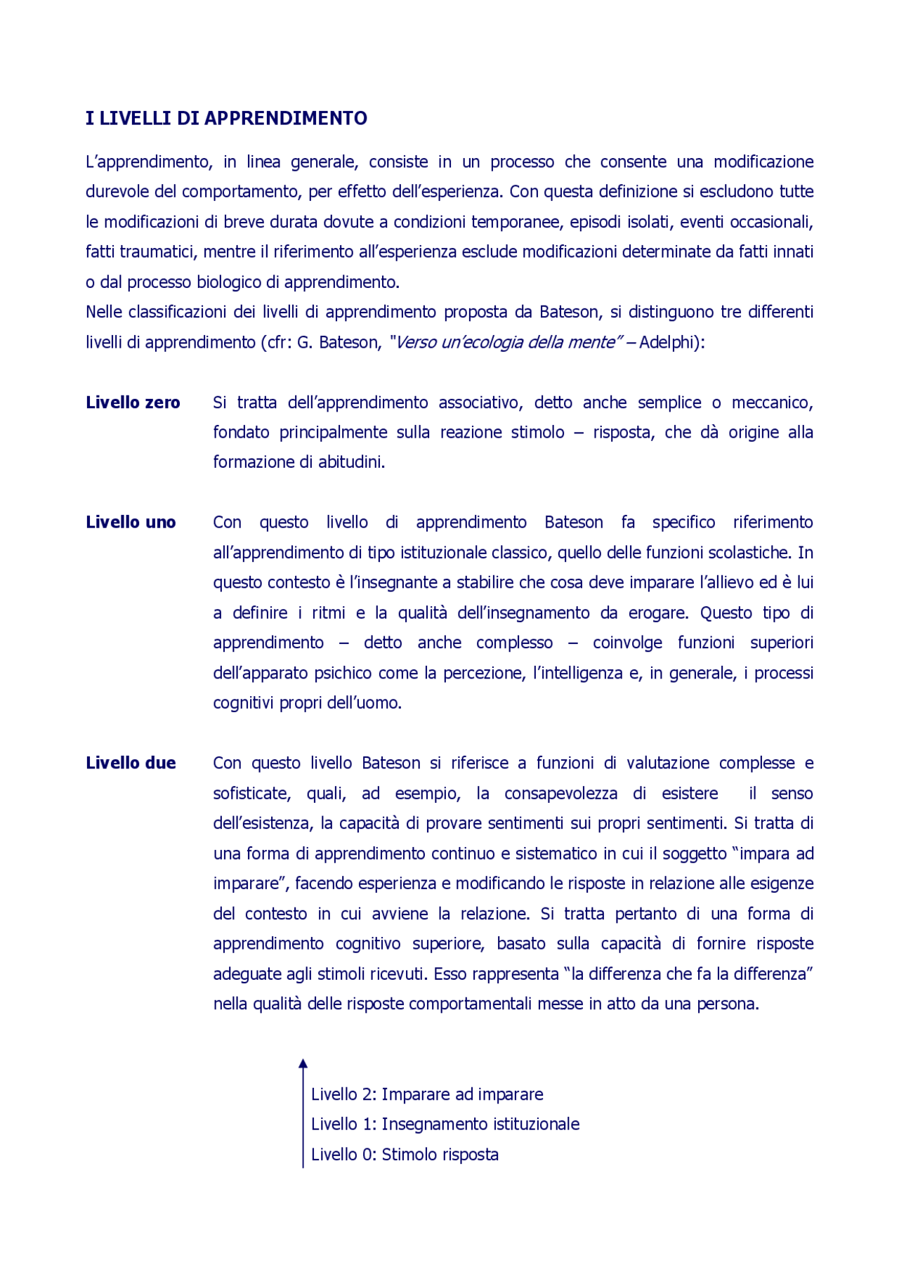 Betson livelli di apprendimento - Docsity