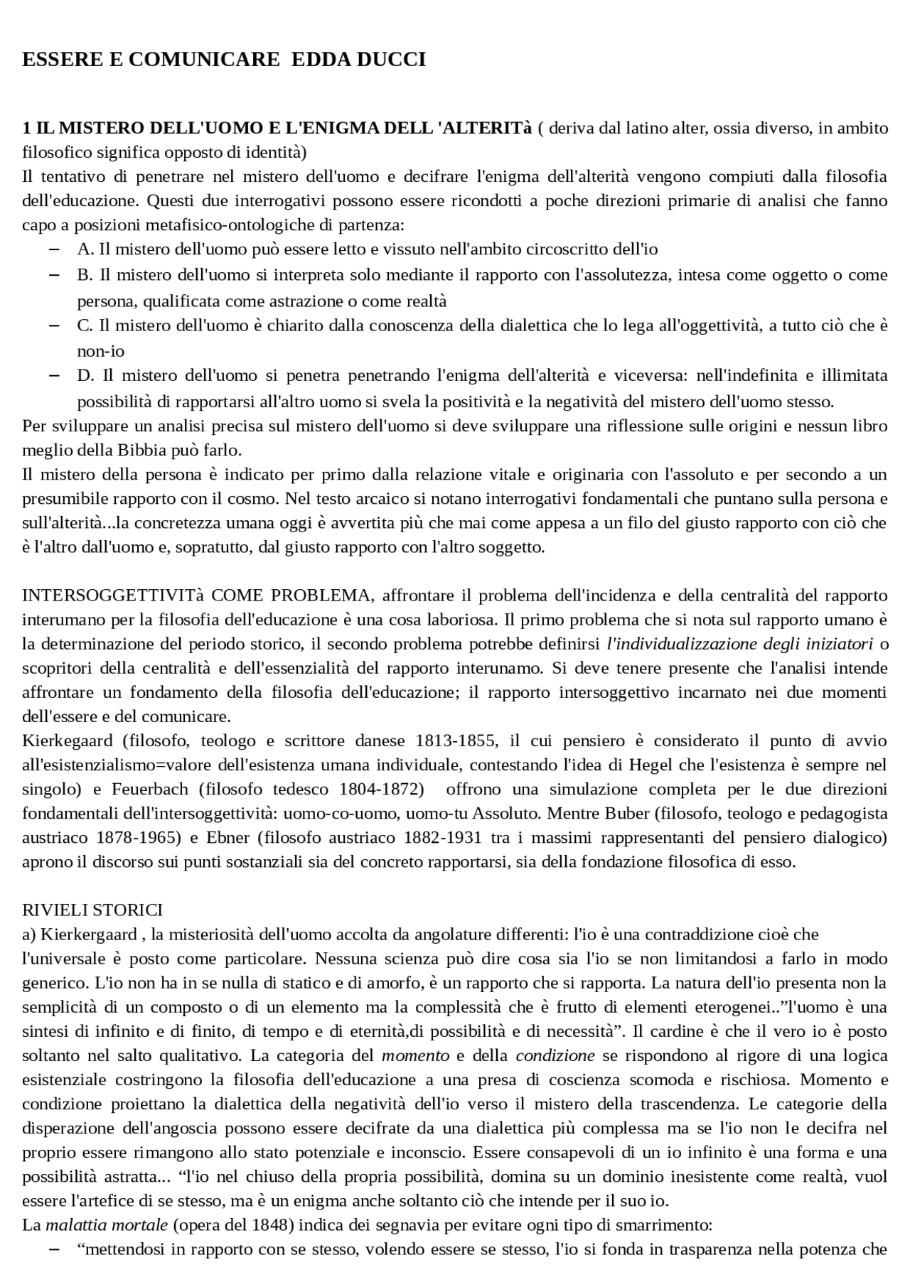 Riassunto Essere E Comunicare Edda Ducci Docsity
