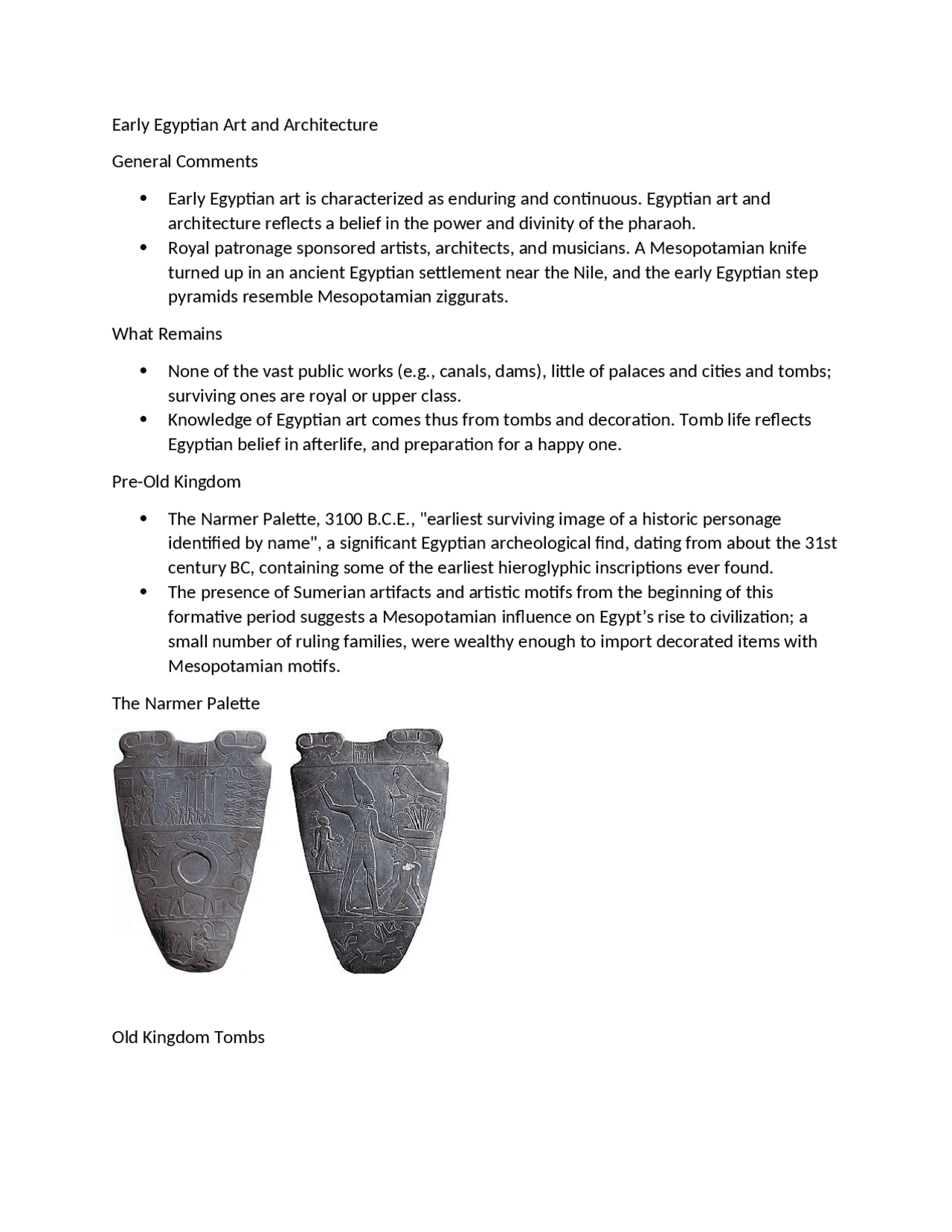 Early Egyptian Art and Architecture - Ancient History | HIST 1024 - Docsity