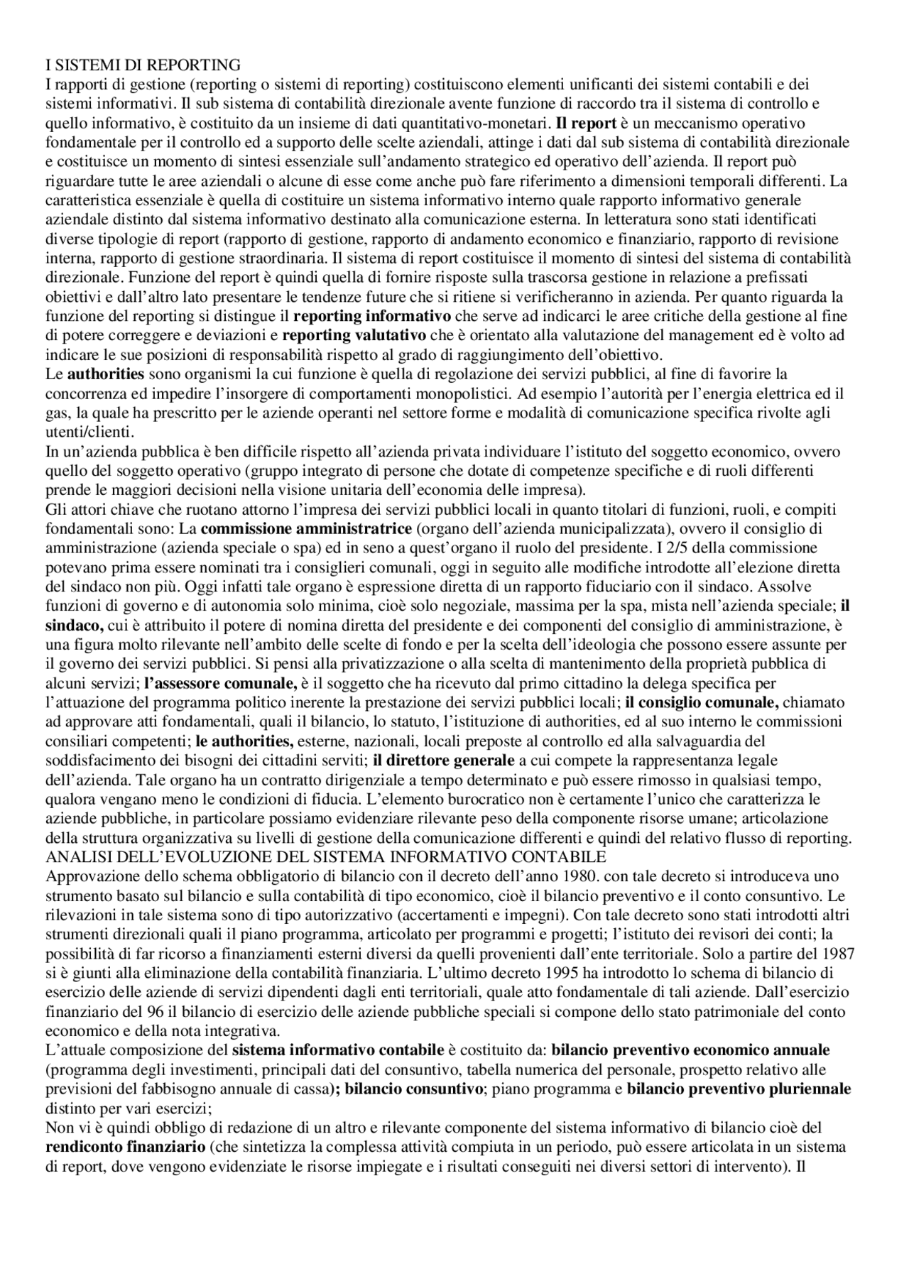 I Sistemi Di Reporting Docsity
