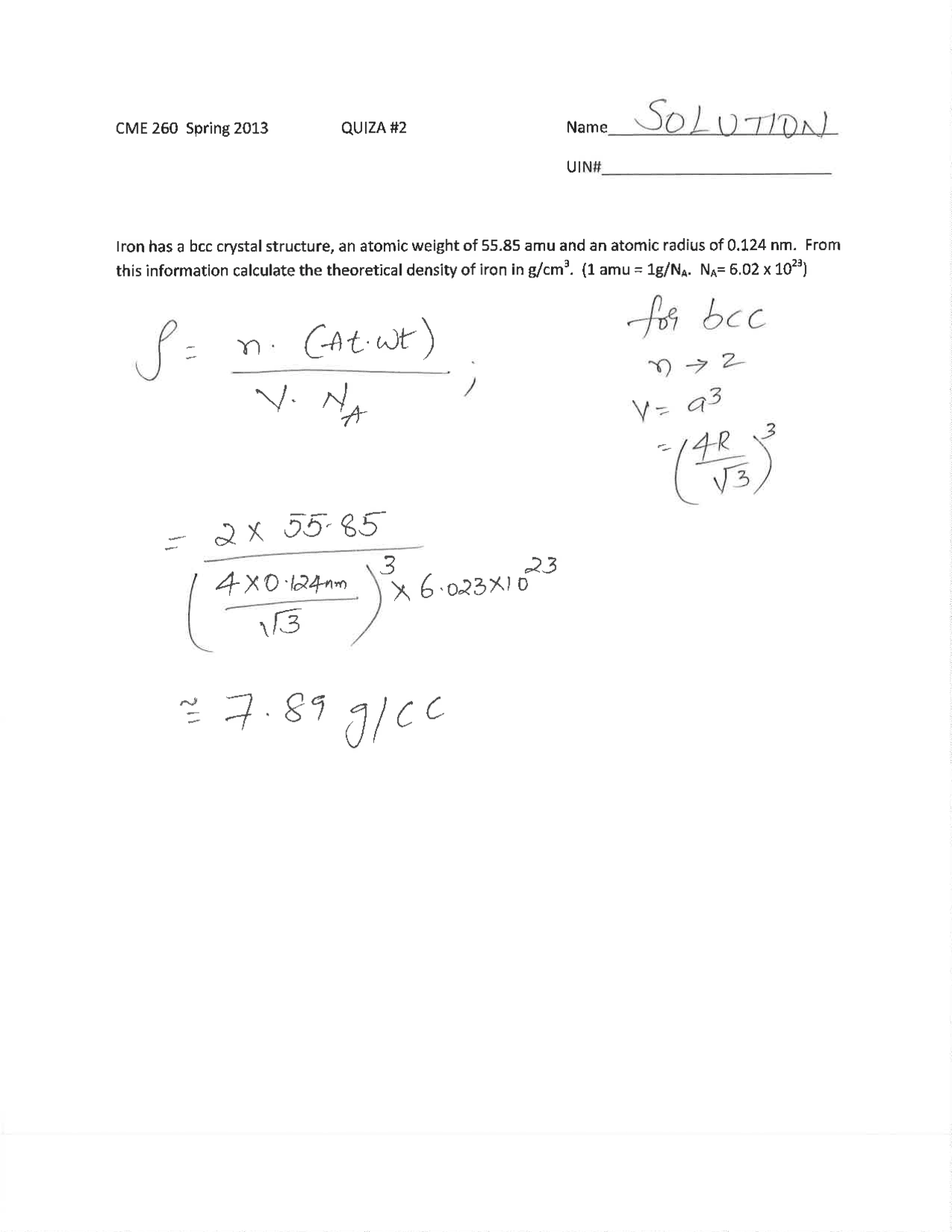 Properties Of Materials Quiz 2 Questions With Solutions Cme 260