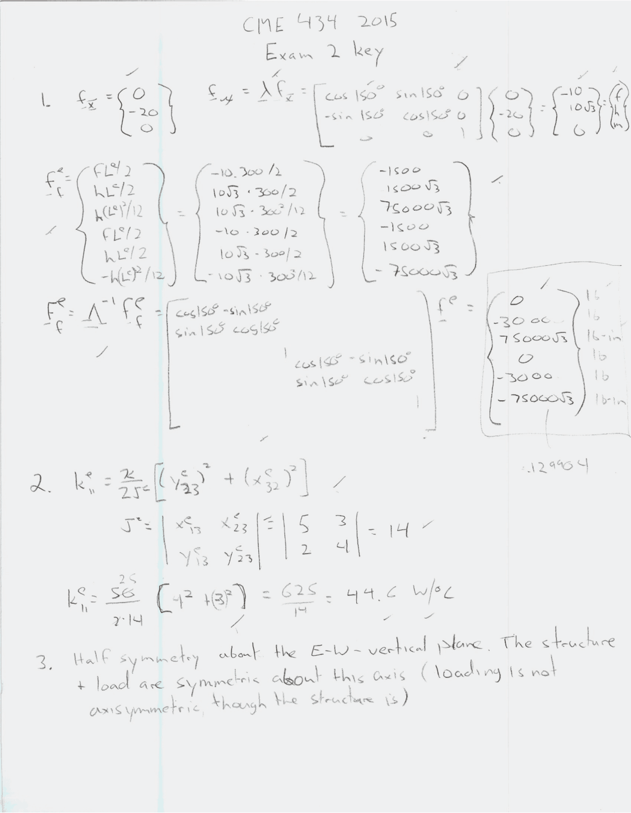 Midterm Exam Finite Element Analysis I Handwritten Cme 434