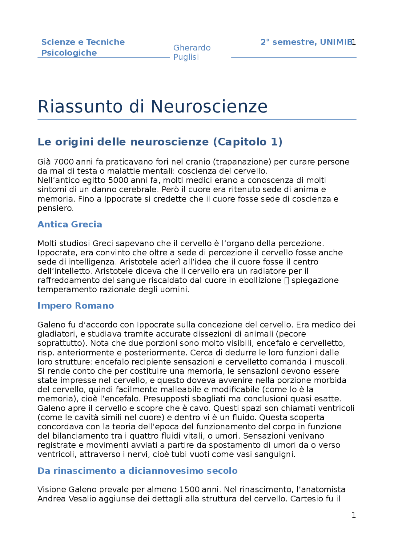 Neuroscienze Bear Riassunto Parziale Docsity