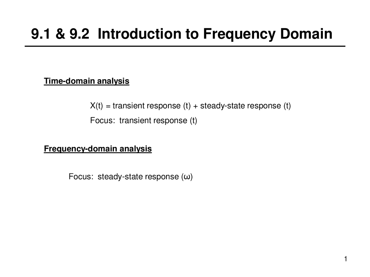 Introduction to Frequency Domain - System Dynamics | ME 3514 - Docsity