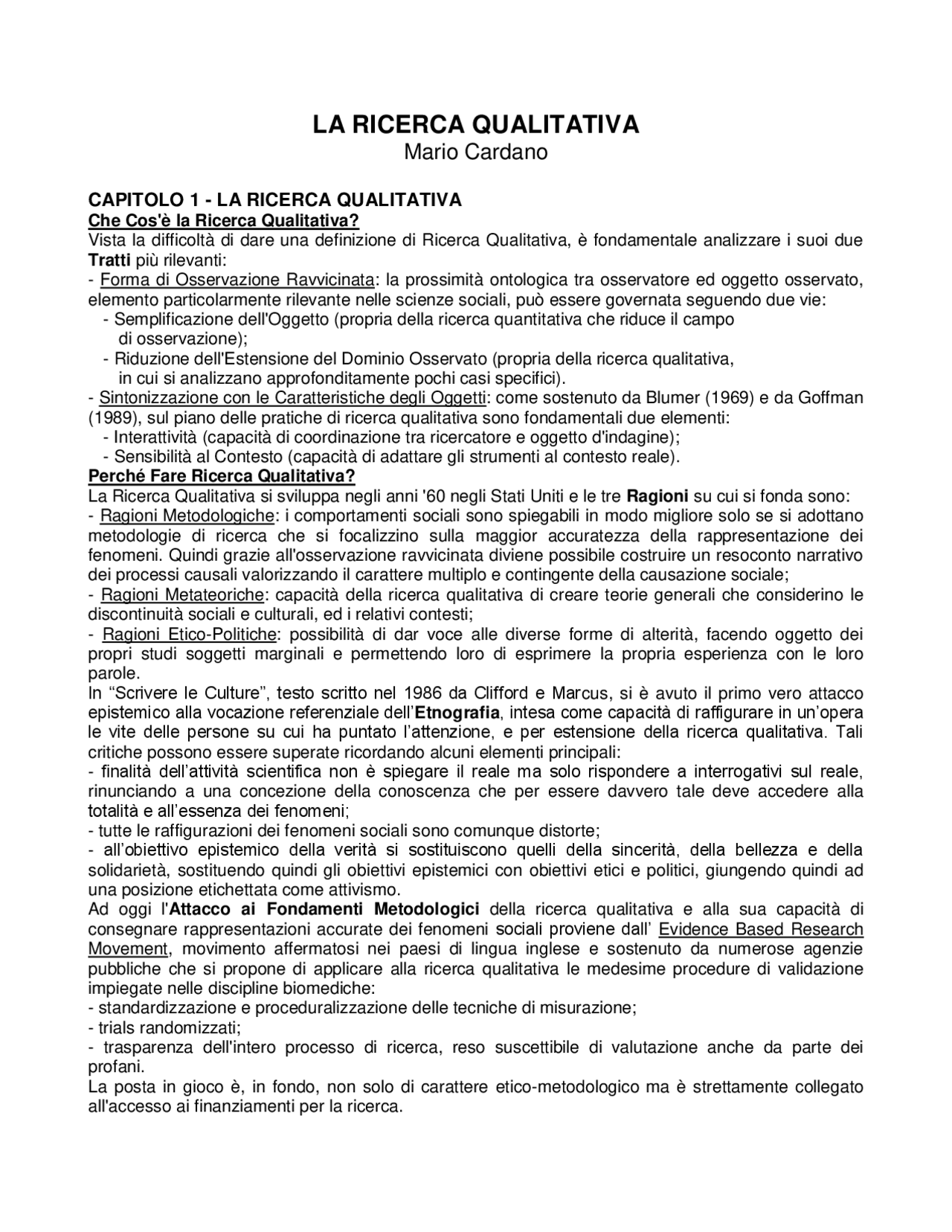 La Ricerca Qualitativa Docsity