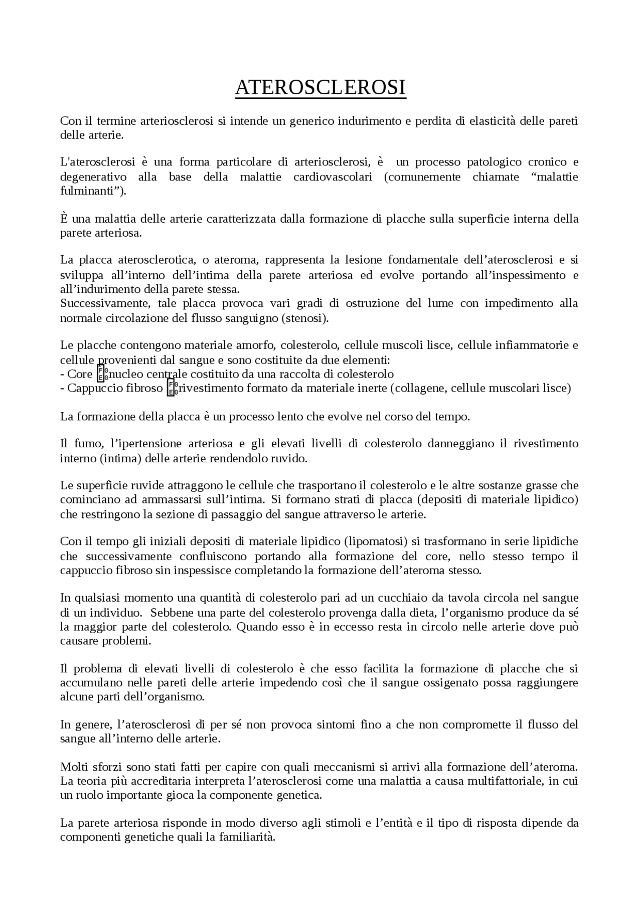 Appunti Aterosclerosi Docsity
