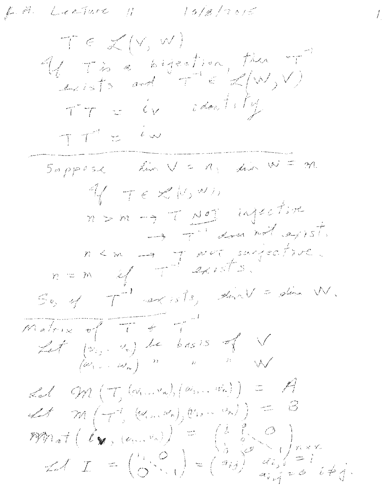 Handwritten Notes on T E Z - Linear Algebra | MATH 4100 - Docsity