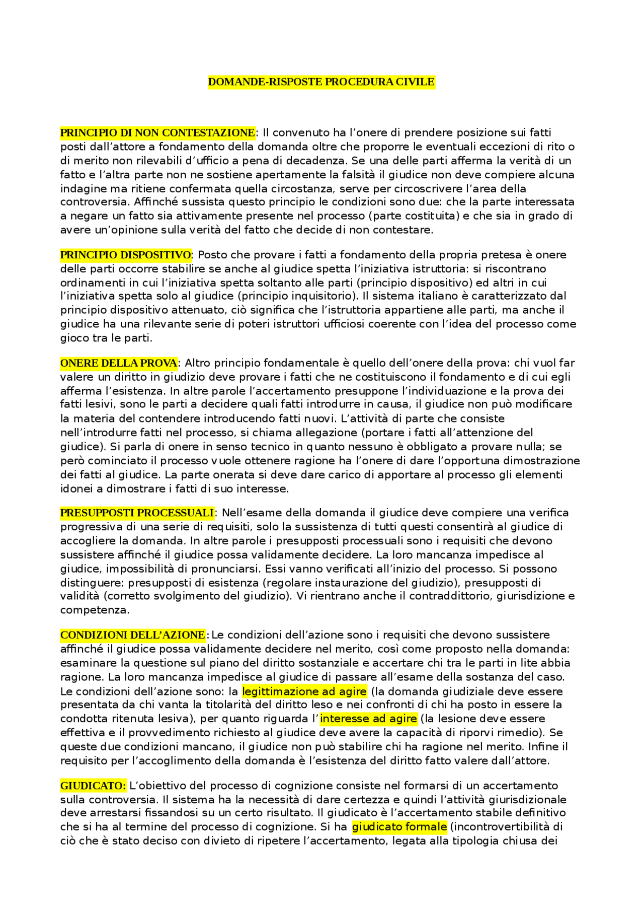 Domane E Risposte Procedura Civile Docsity