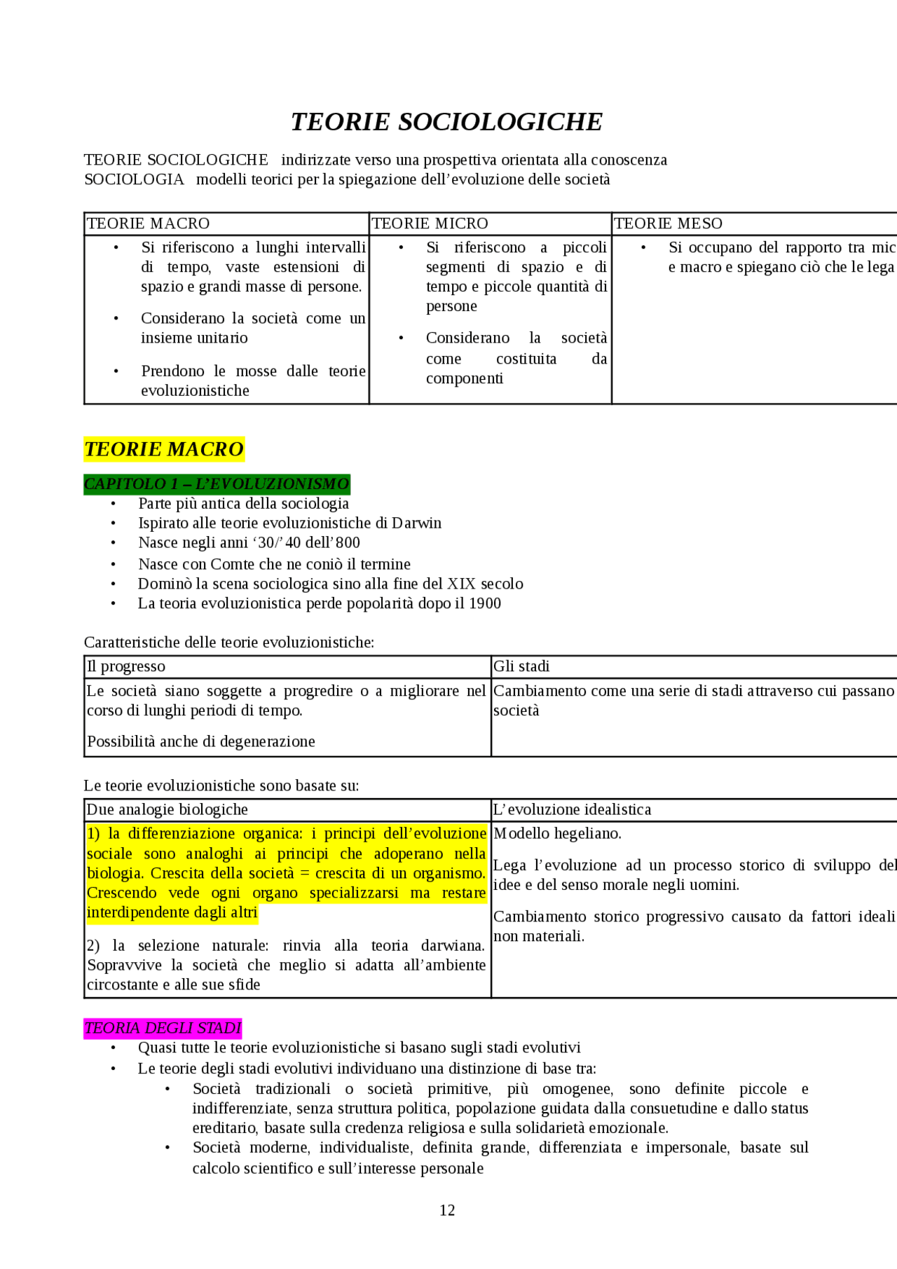 Teorie Sociologiche Teorie Macro Schemi Collins Docsity