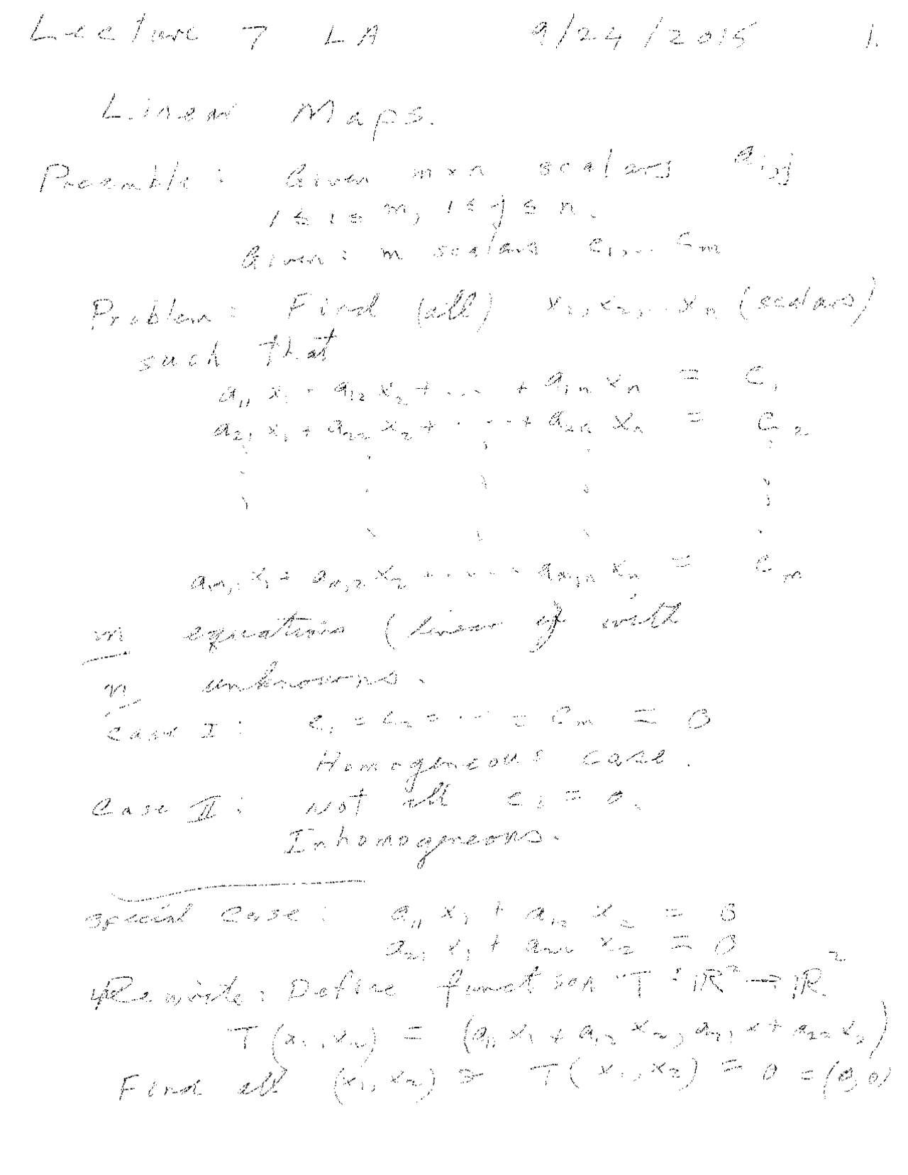 Handwritten Notes for Linear Maps | MATH 4100 - Docsity