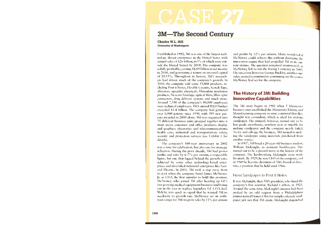 3M case study | Publikacje Ekonomia | Docsity
