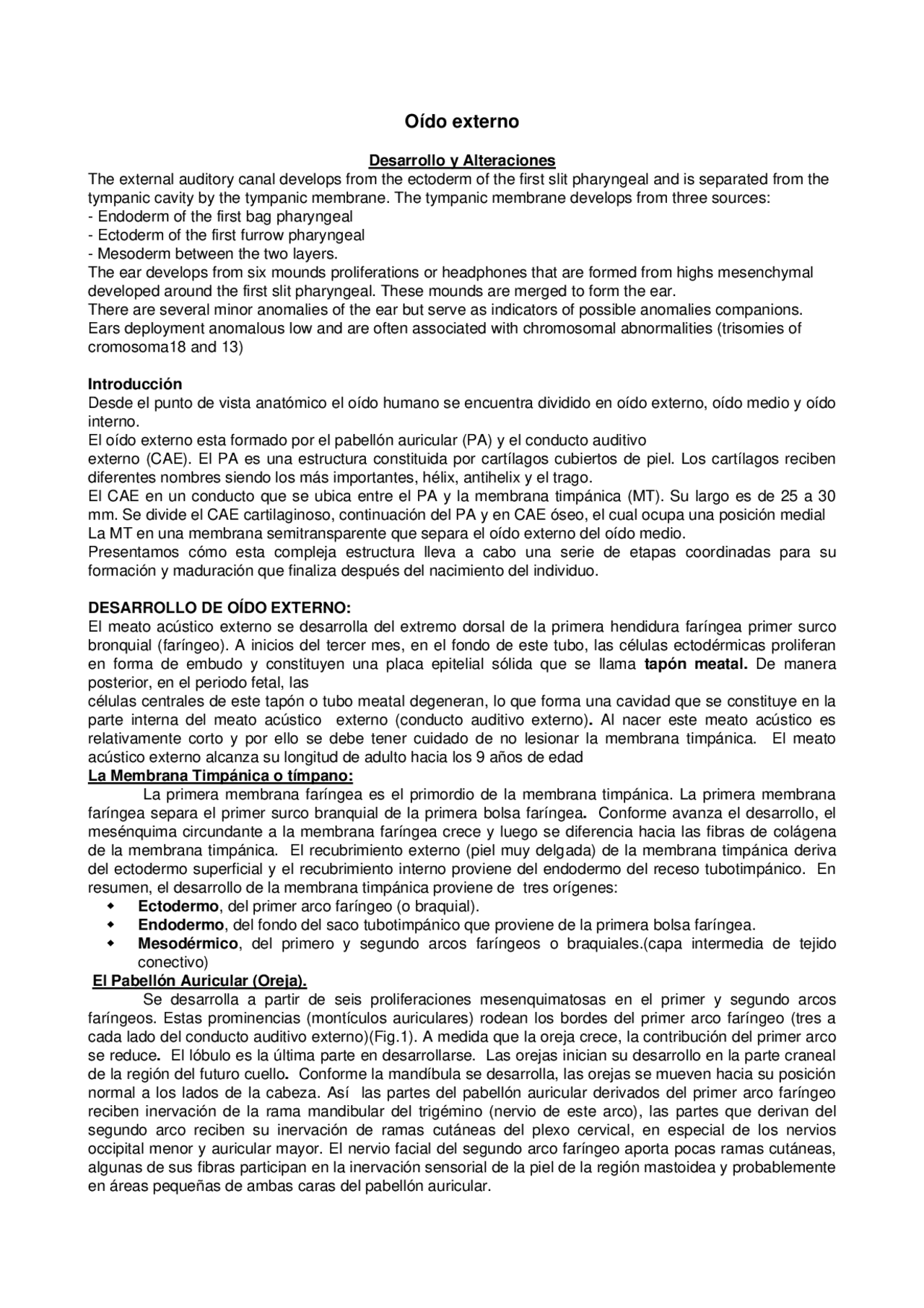 Apuntes Sobre La Anatomia Del Oido Externo Apuntes De Anatomía Docsity