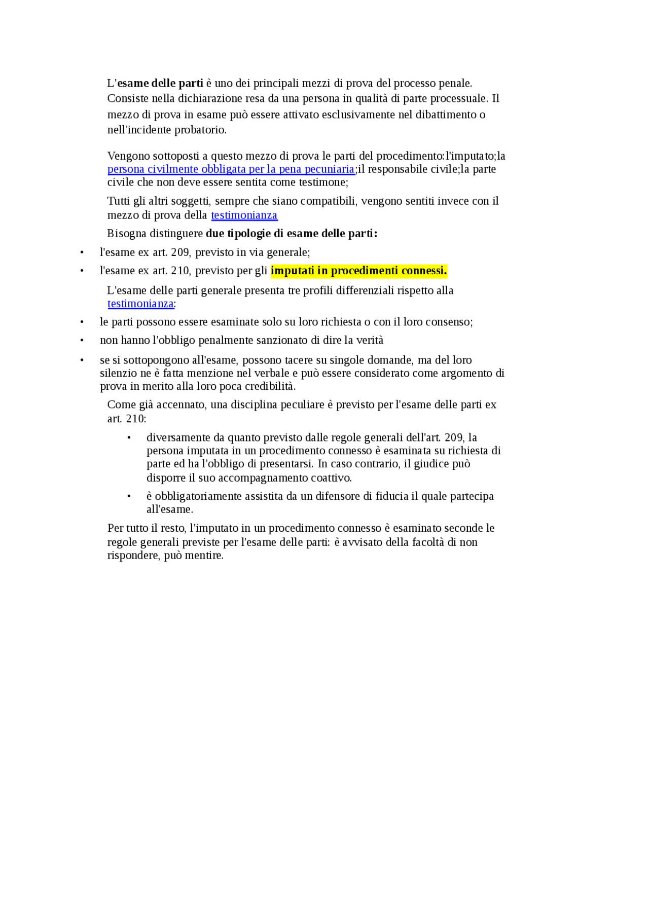 Esame Delle Parti Docsity