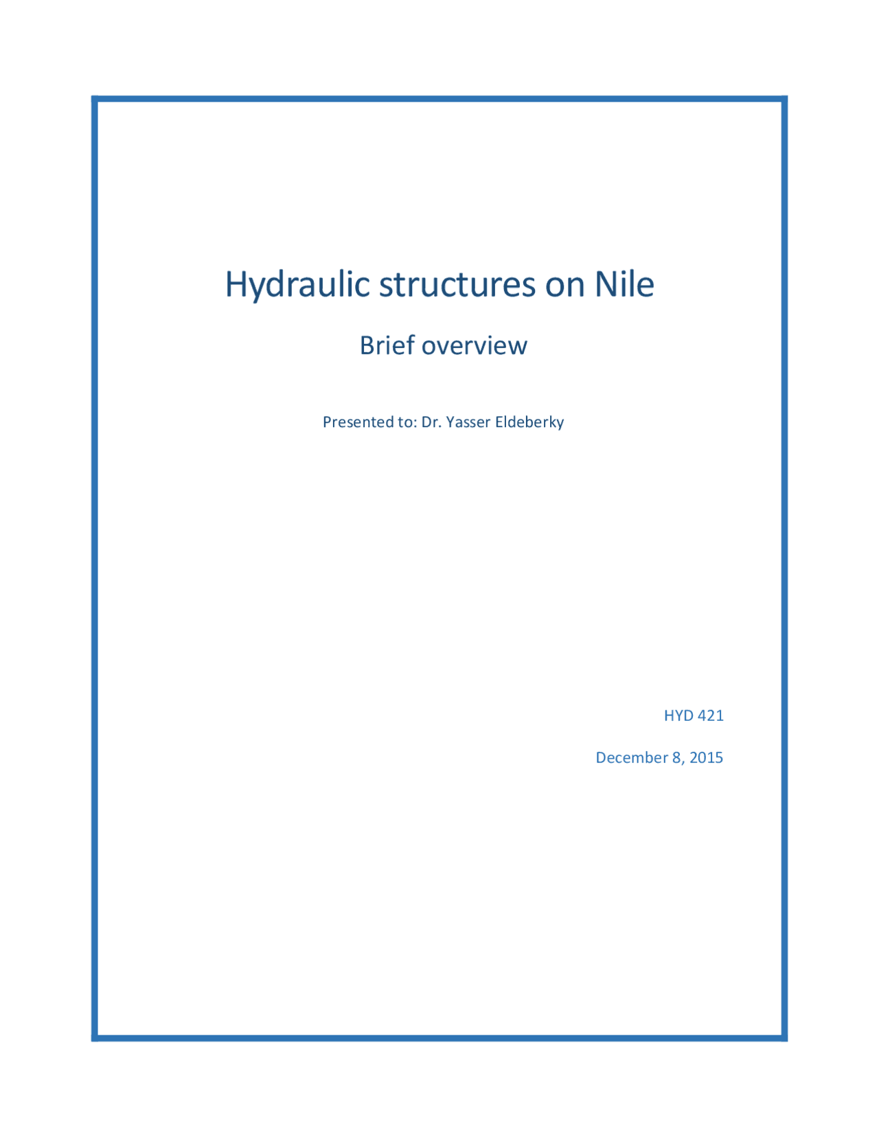 Hydraulic Structures On Nile Docsity