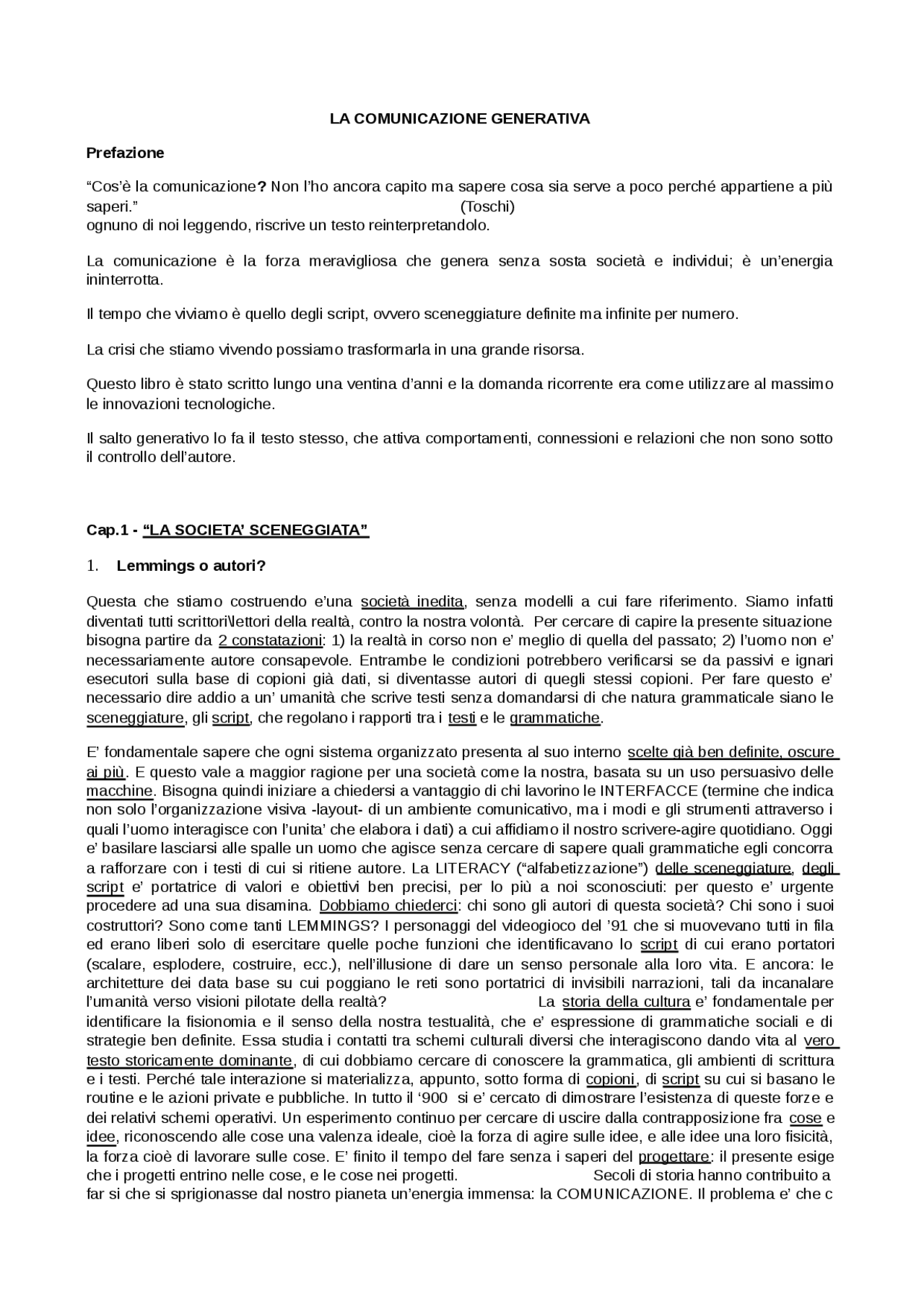 La Comunicazione Generativa Docsity