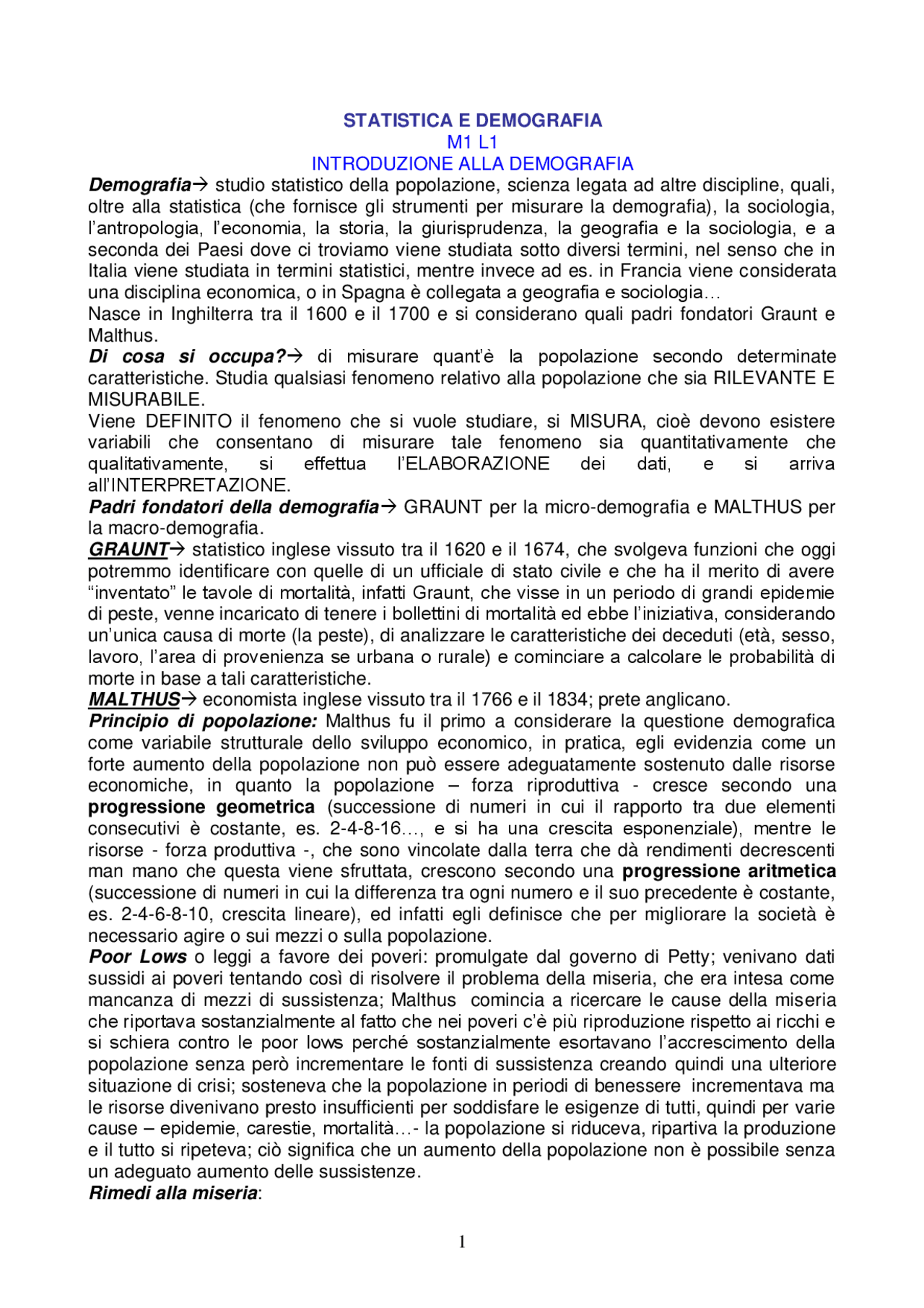 Appunti Statistica E Demografia Docsity