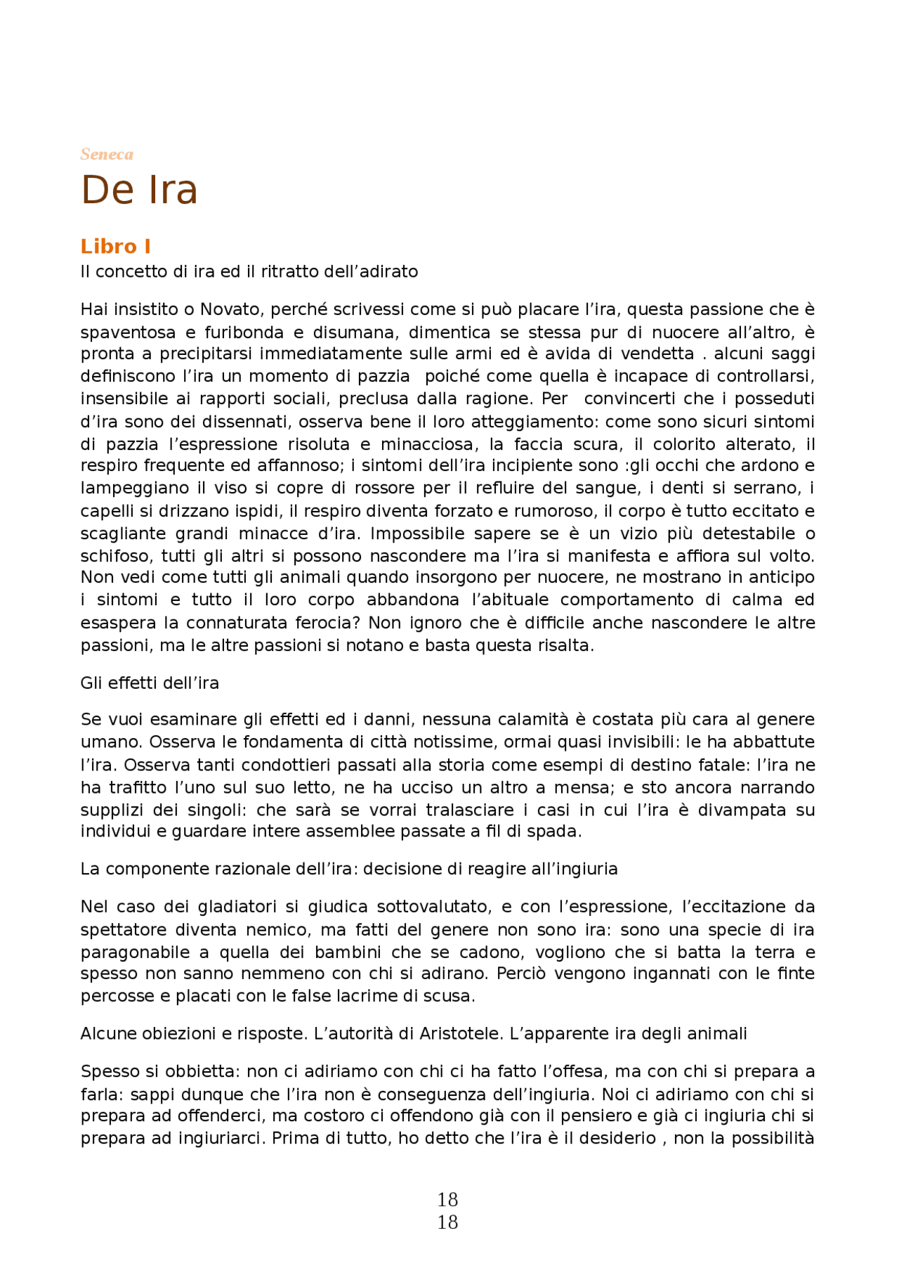 Riassunto De ira | Sintesi del corso di Filosofia Teoretica | Docsity