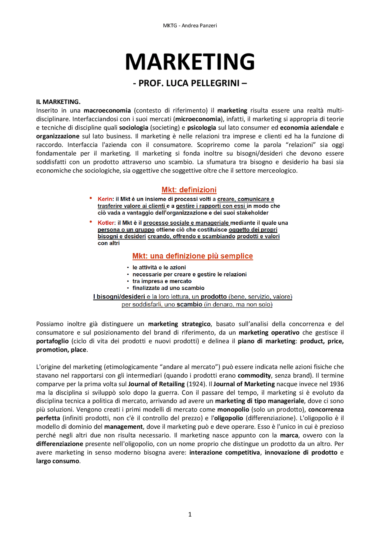 Marketing Appunti Del Prof Pellegrini Iulm Docsity