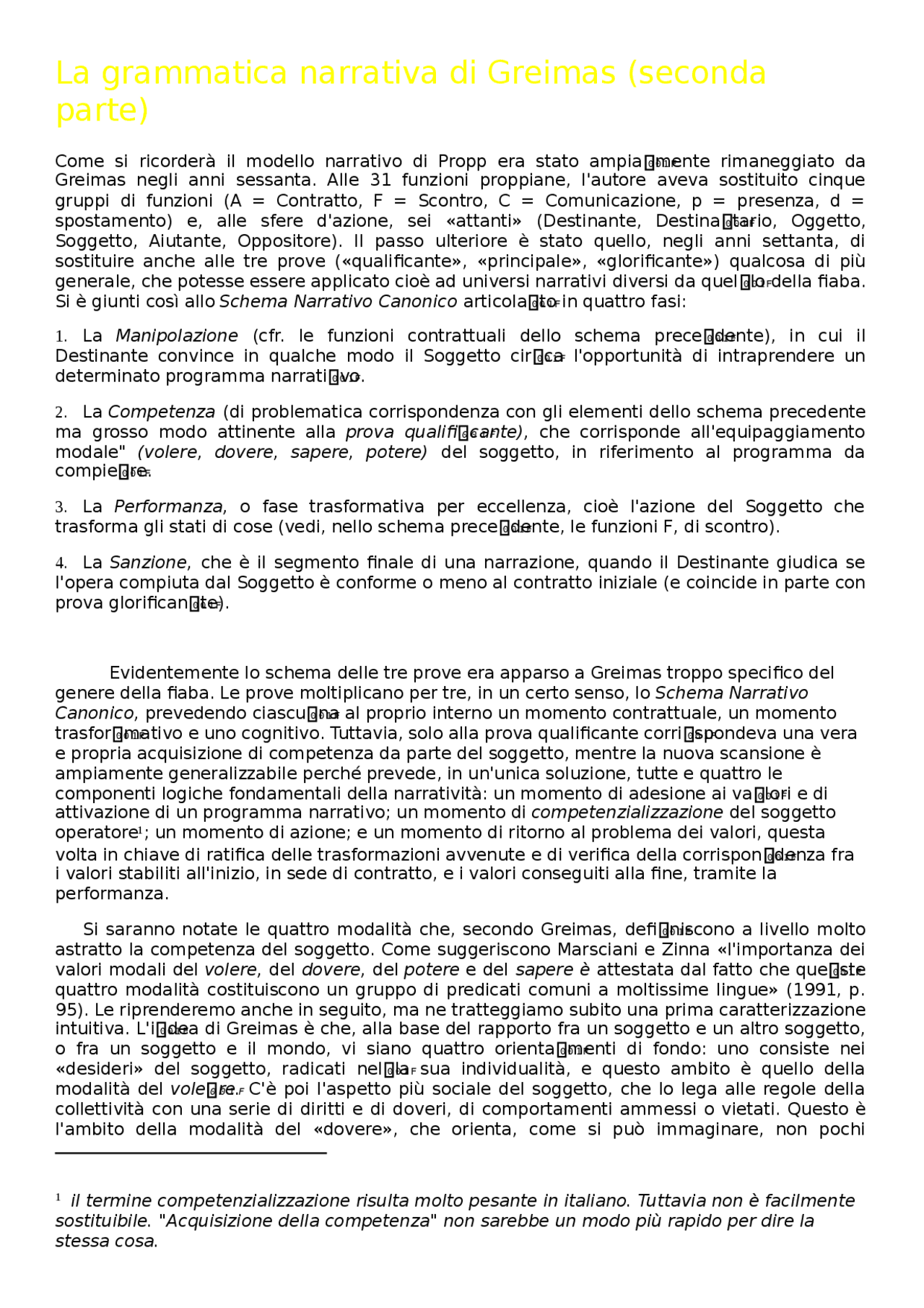 5 la grammatica narrativa di greimas (parte seconda) - Docsity