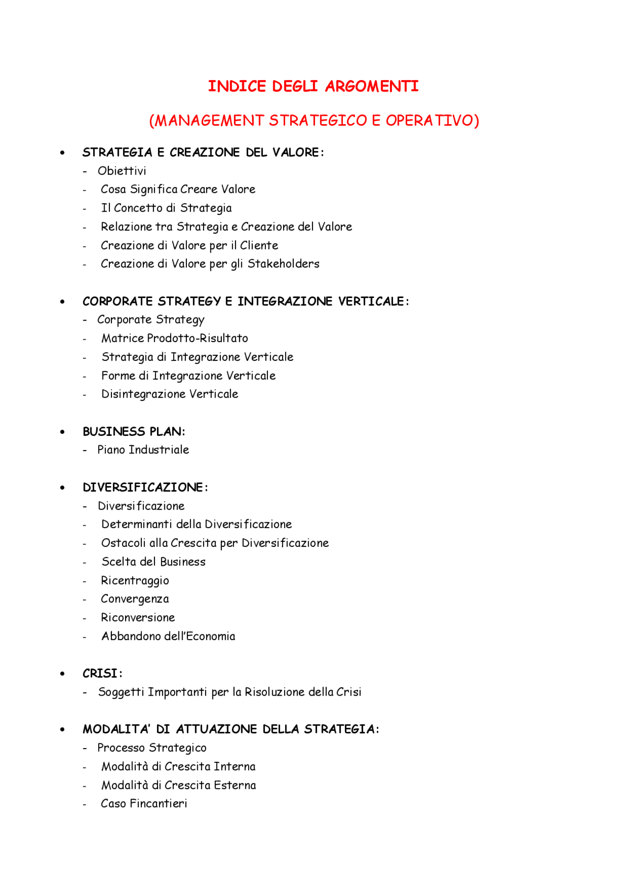 Appunti Completi Management Strategico E Corporate Governance Docsity