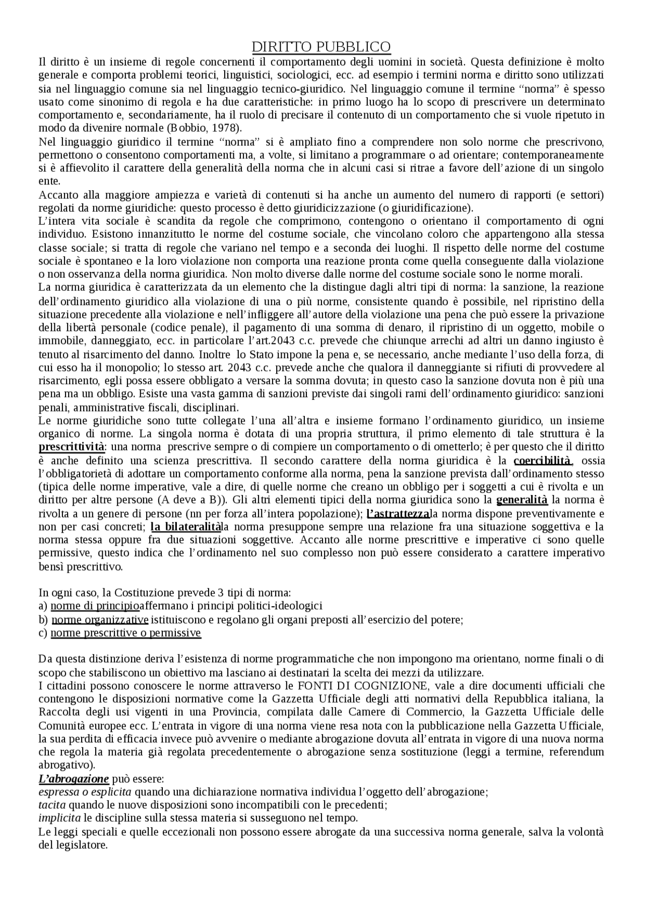 Riassunto Diritto Pubblico Docsity