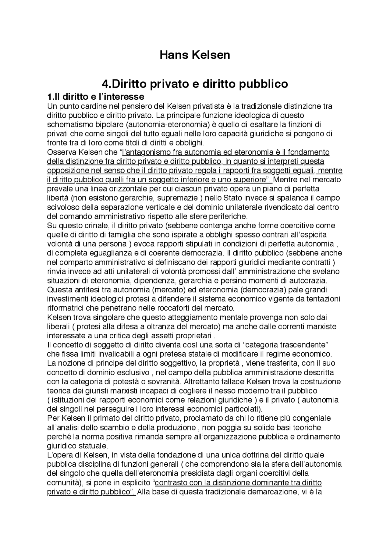 Riassunto Hans Kelsen Docsity