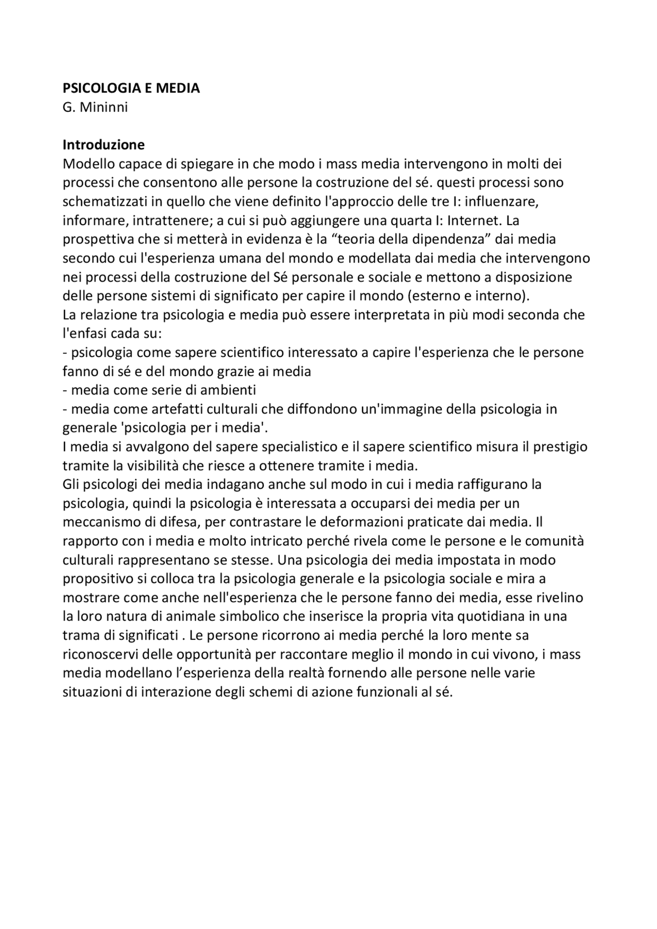 Psicologia E Media 1 Parte Docsity