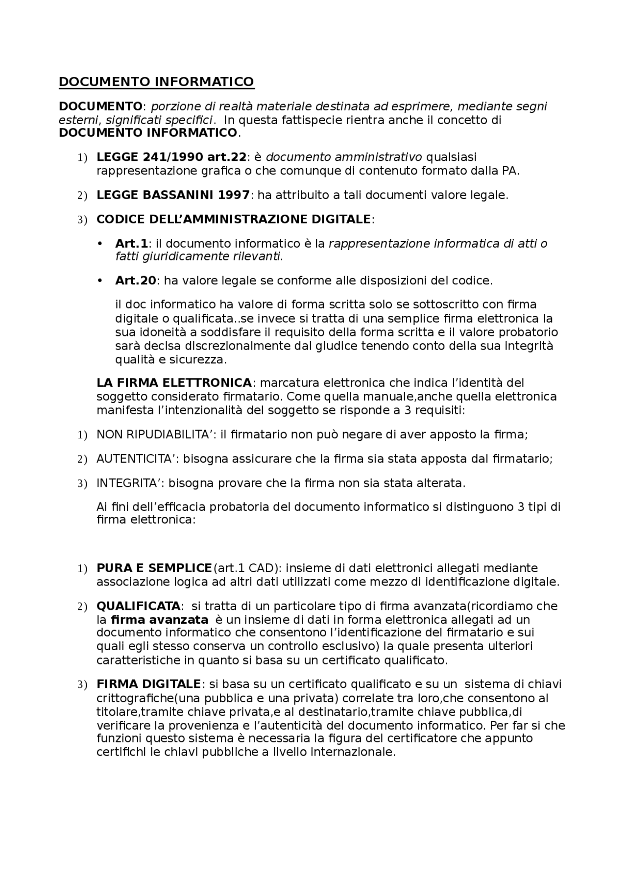Documento informatico - Docsity