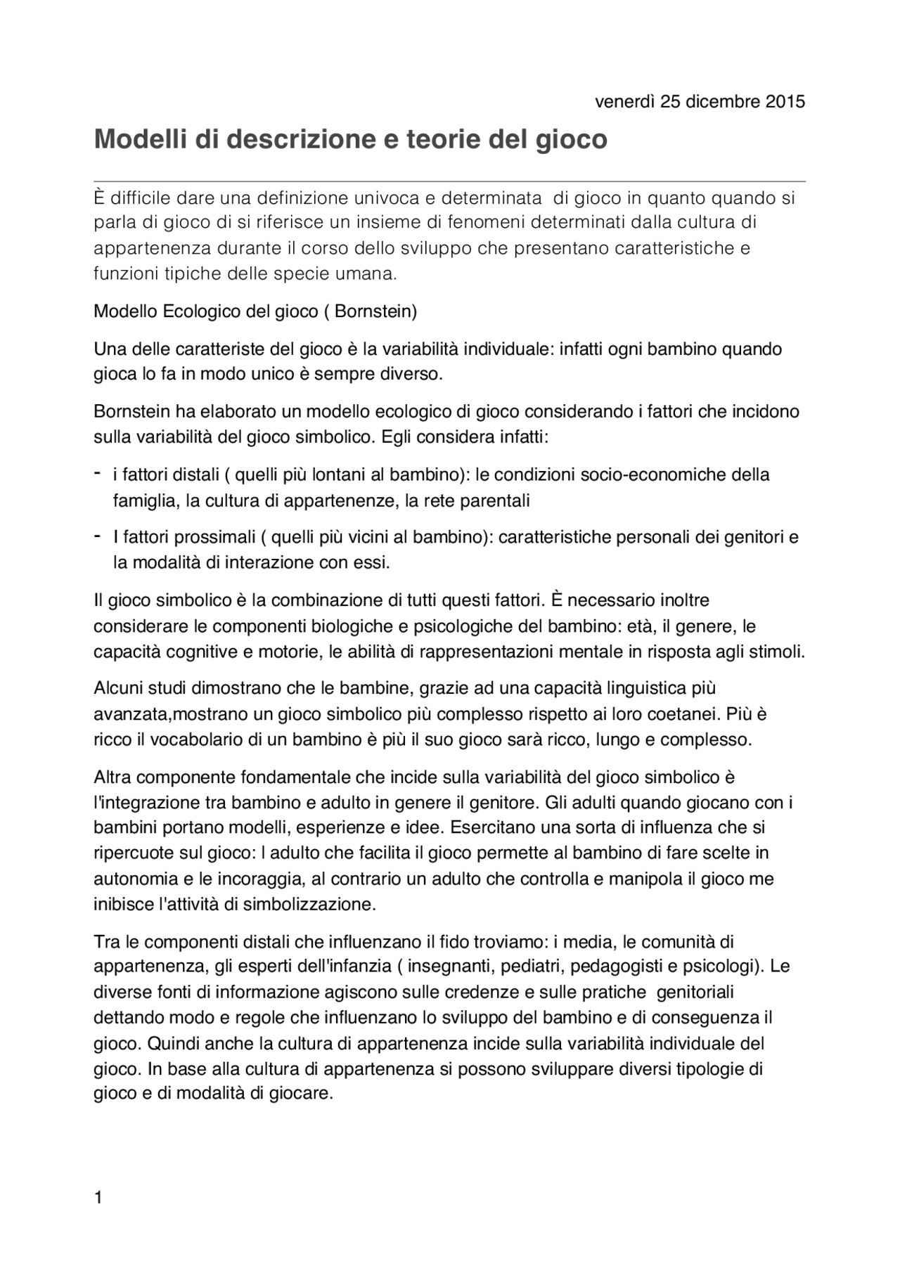 Riassunto Il Gioco Dei Bambini Docsity