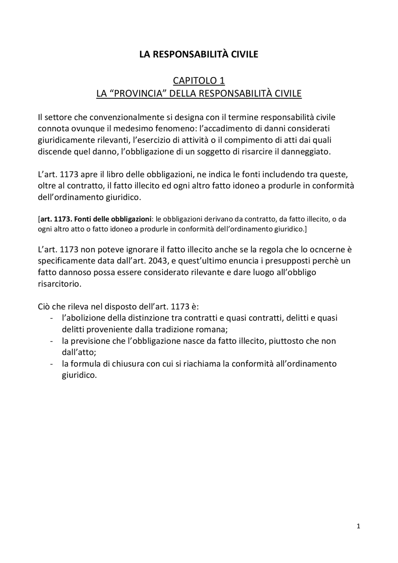 La Responsabilita Civile Docsity
