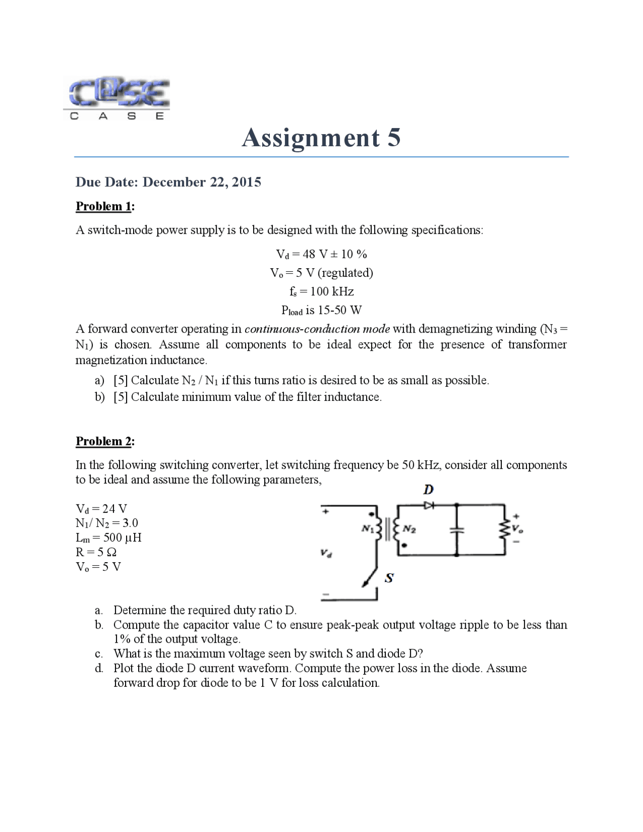 Power Electronicsassignment 05 Docsity