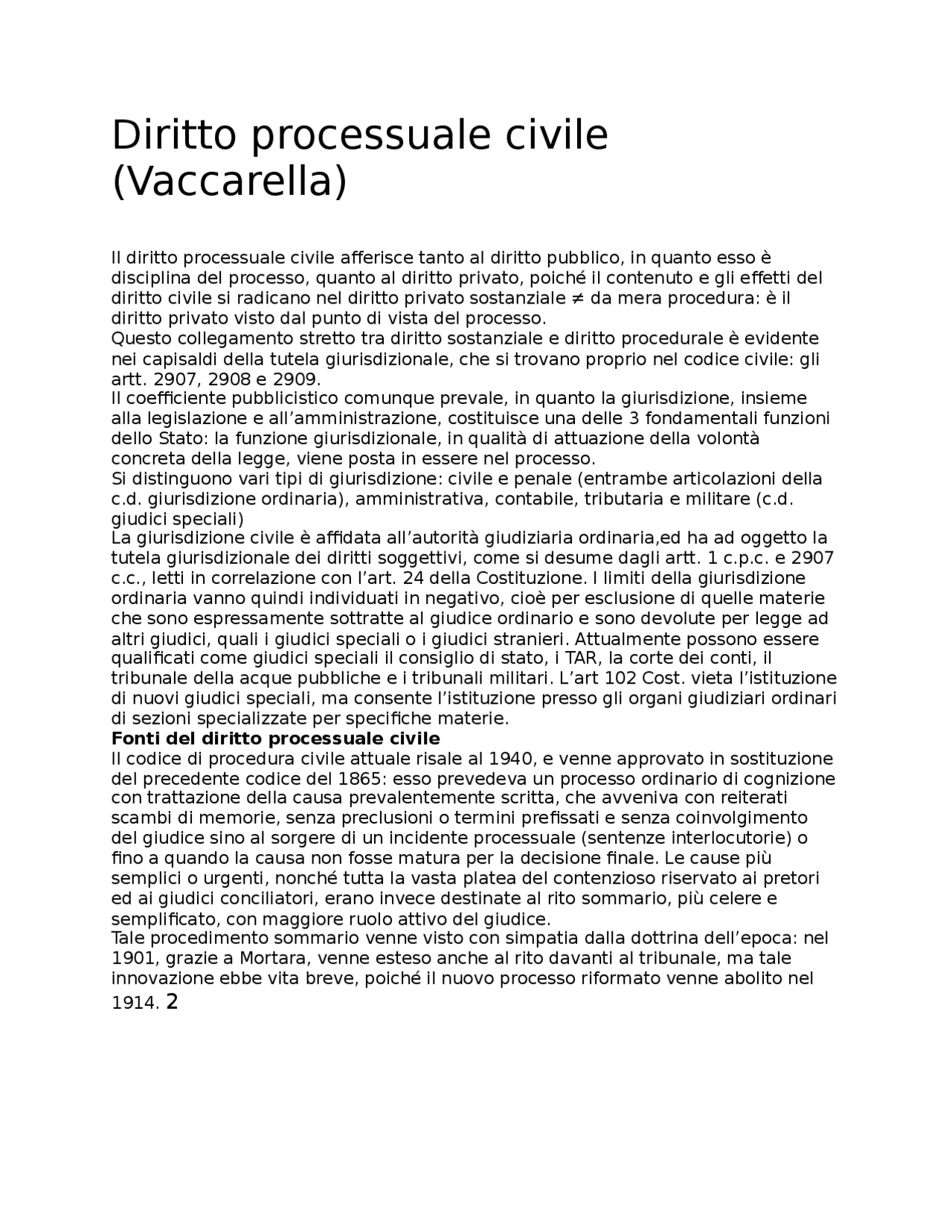Diritto processuale civile - Vaccarella - Docsity