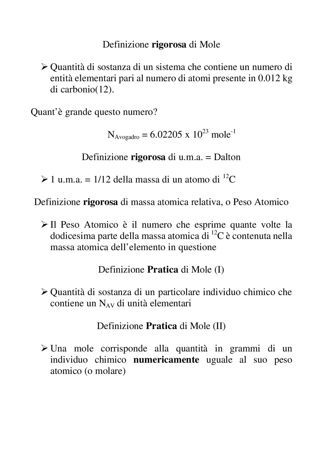 Stechiometria E Mole Docsity